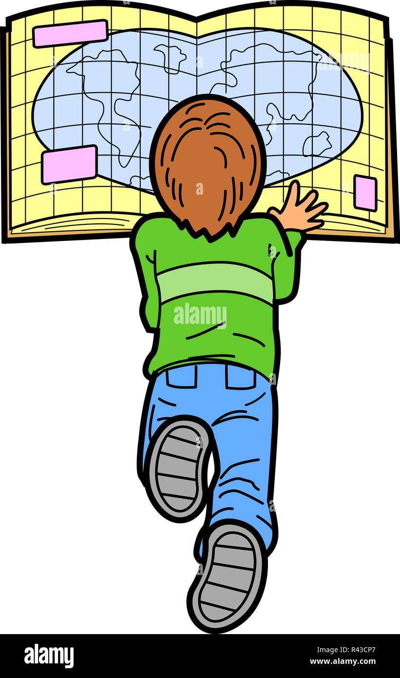 Boy Reading Map Stock Photo - Alamy