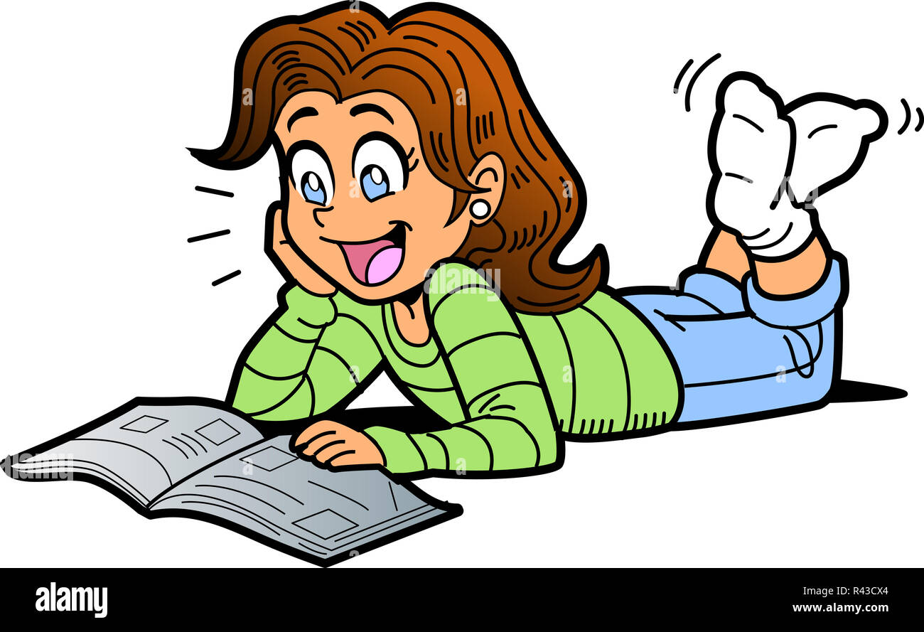 Girl Reading Magazine Stock Photo - Alamy