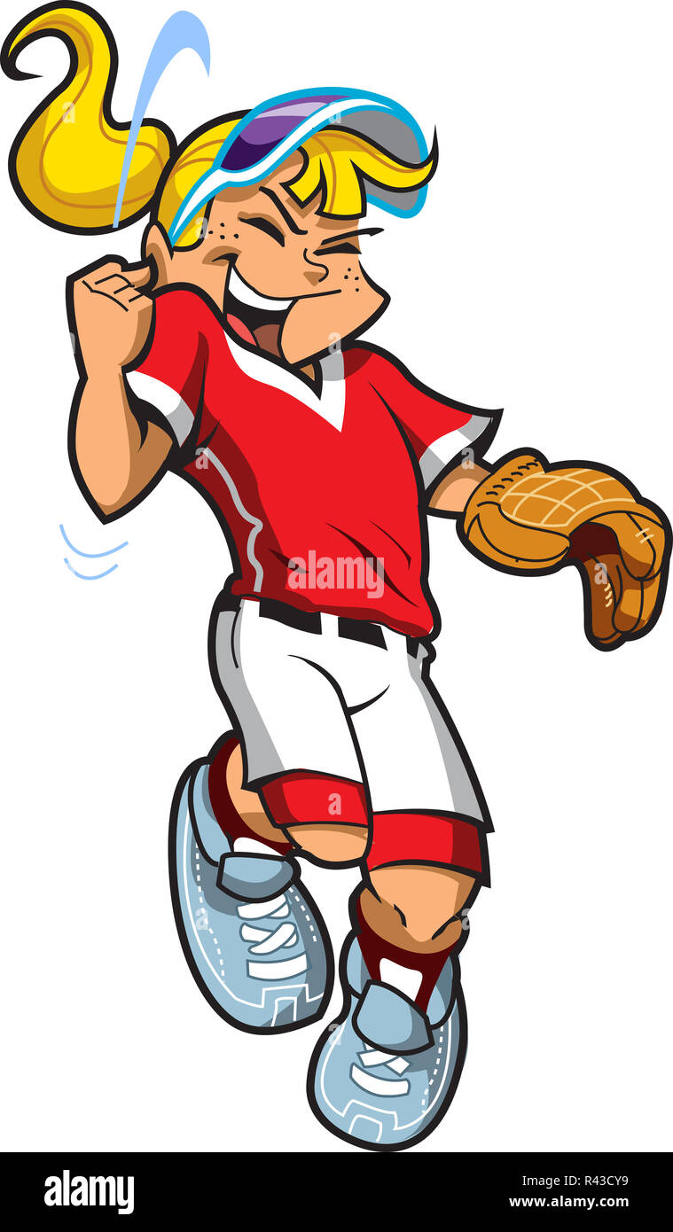 Happy Girl Pitcher Stock Photo - Alamy