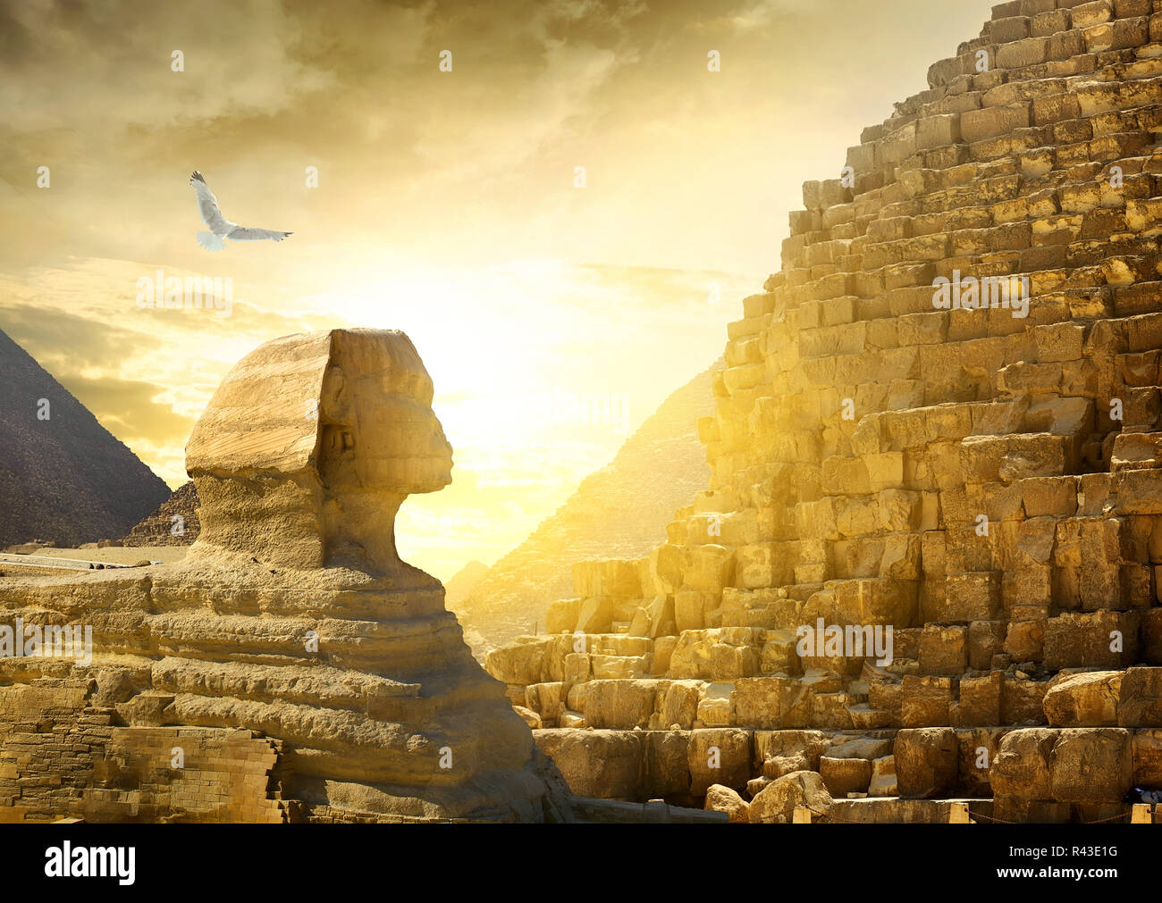 Great sphinx and pyramids Stock Photo - Alamy