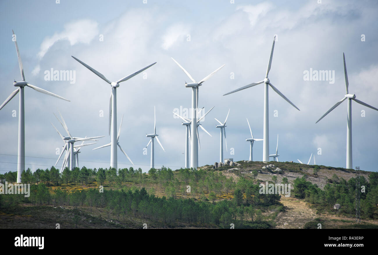 onshore wind turbines for electricity generation in wind farm Stock ...