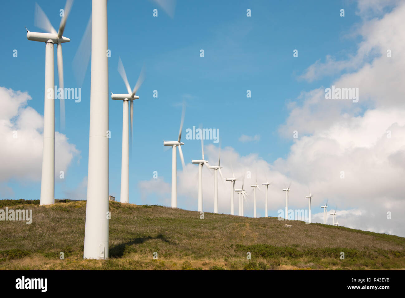 wind turbines in the wind farm on hills in europe Stock Photo - Alamy