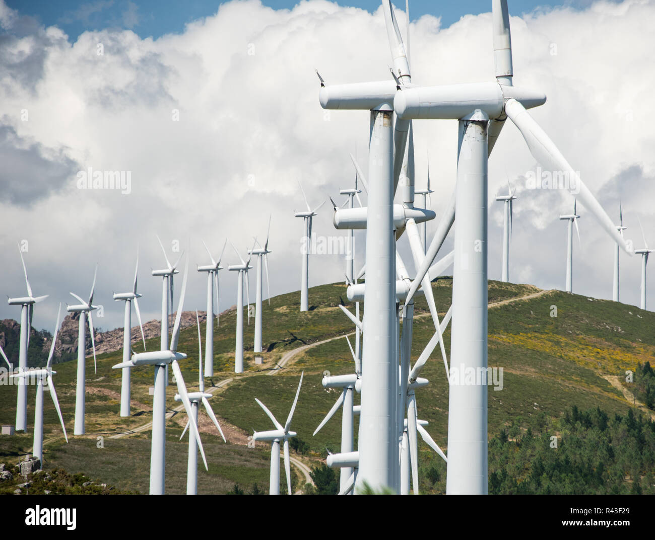 wind turbines for electricity generation in wind farm Stock Photo - Alamy