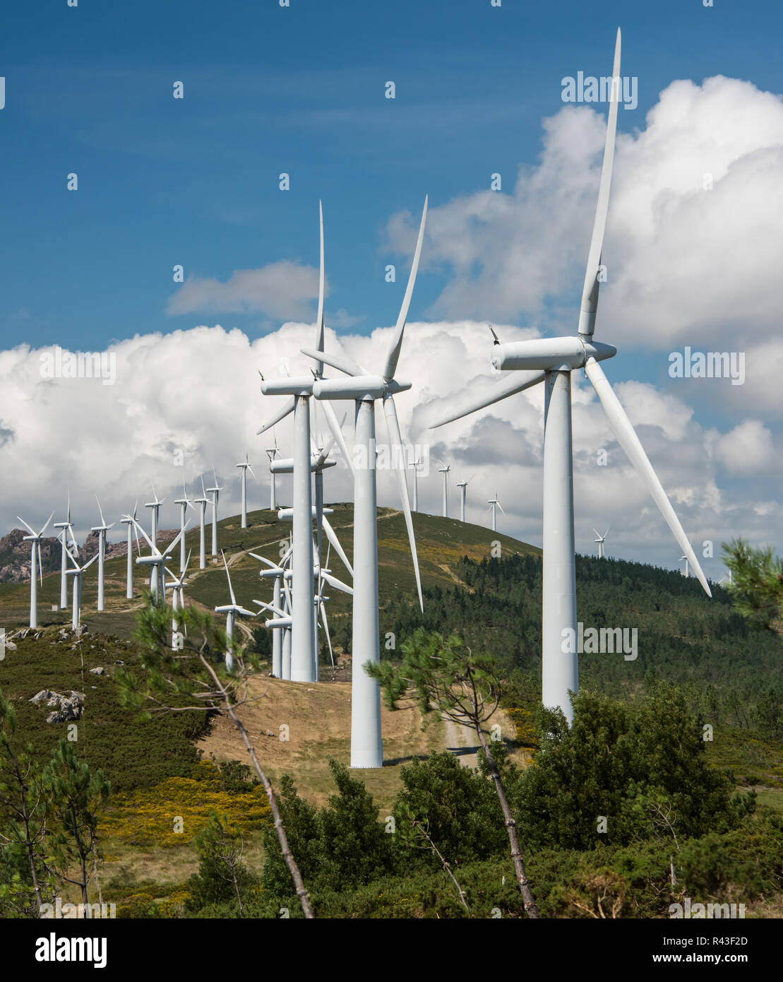 onshore wind turbines for electricity generation in wind farm Stock ...