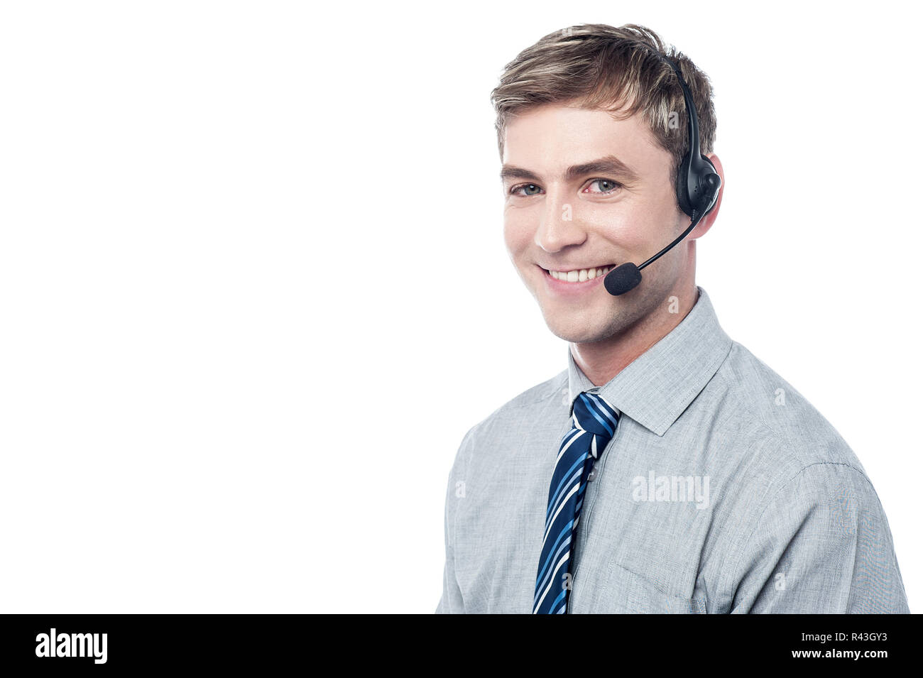 Customer care executive at helpdesk Stock Photo - Alamy