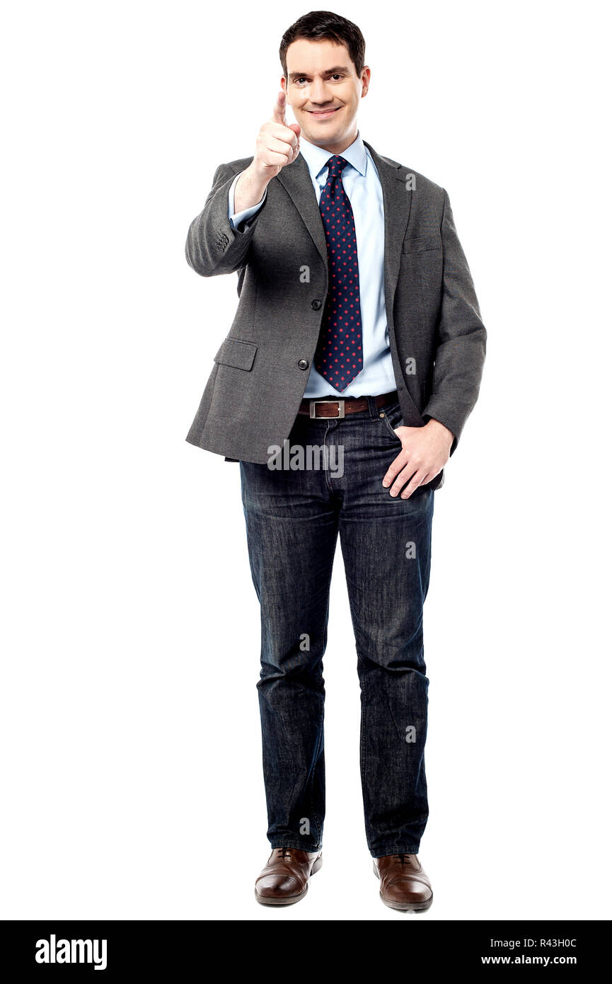 Smart manager pointing finger Stock Photo - Alamy
