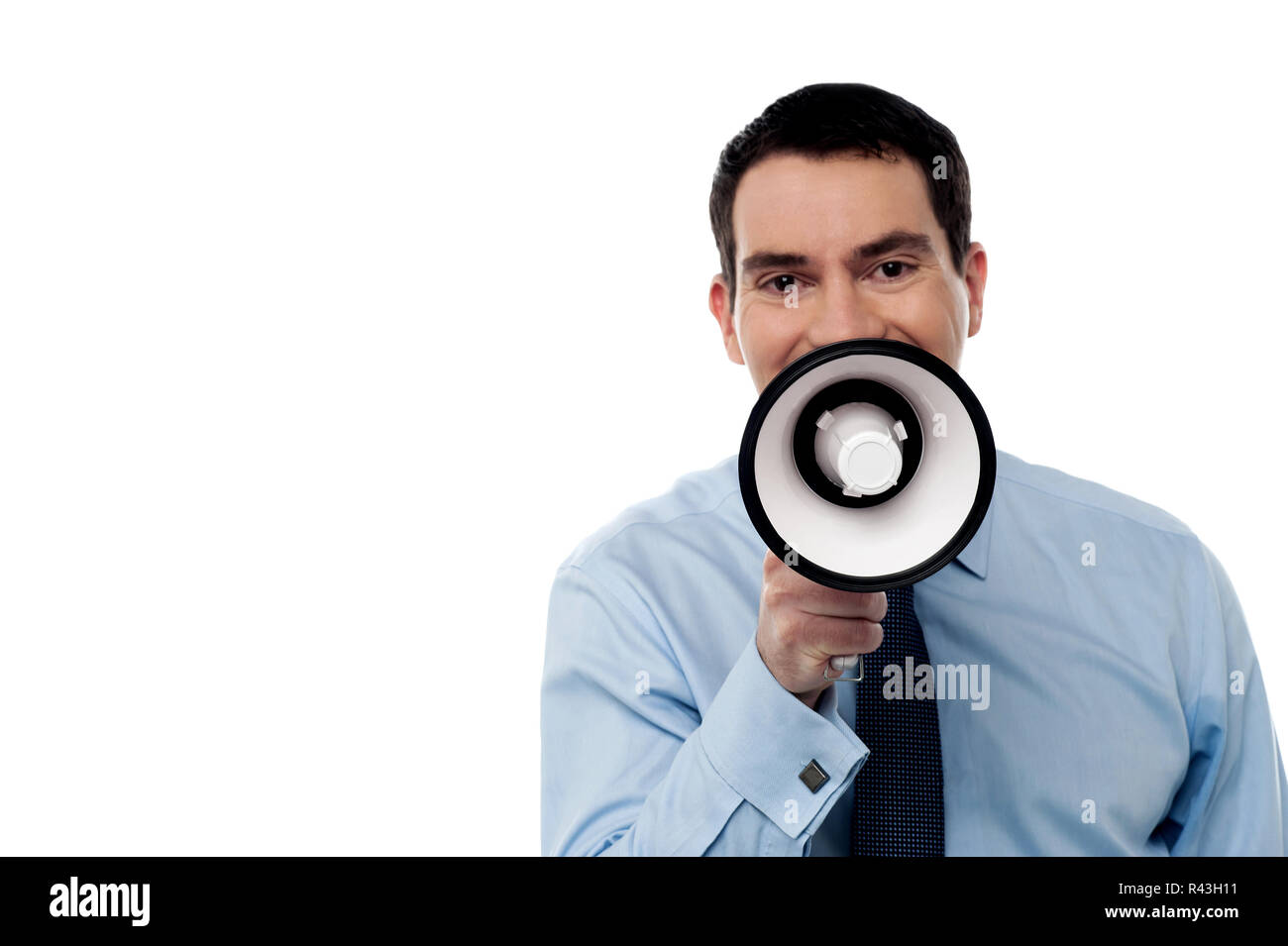 Businessman sending out a loud message Stock Photo - Alamy