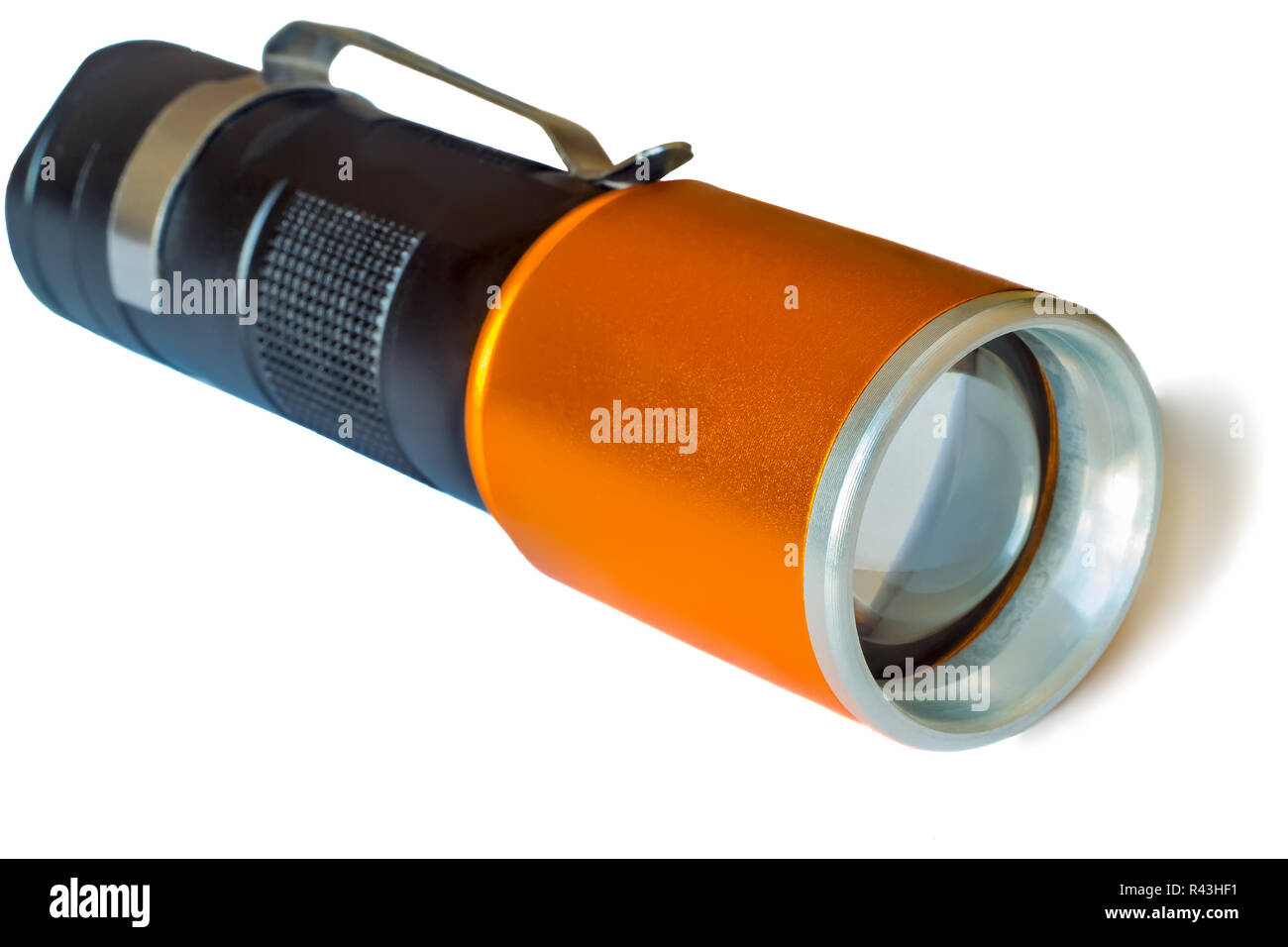 Small electric torch on white background Stock Photo - Alamy