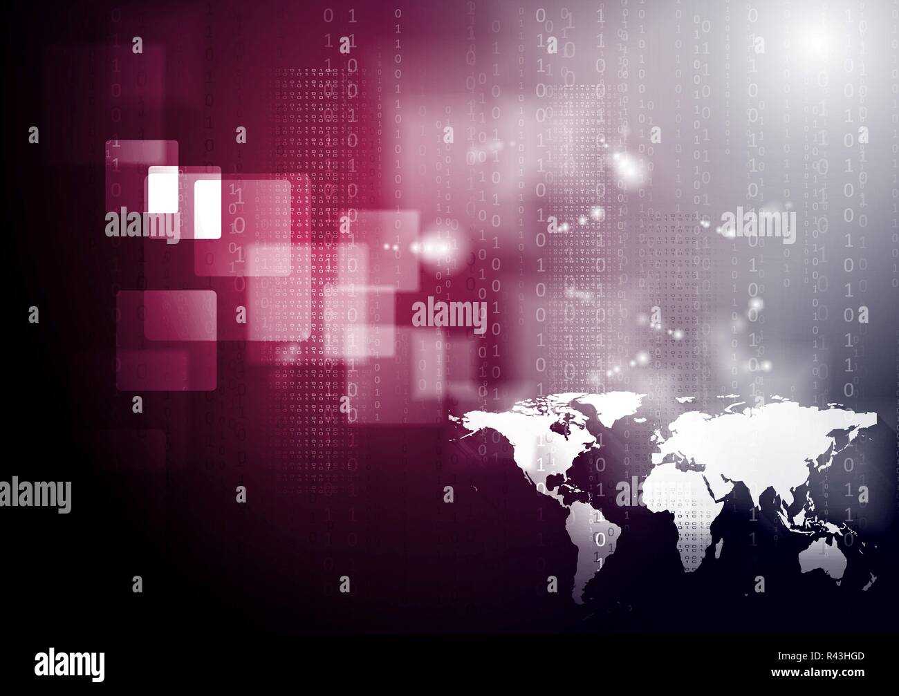 Hi-tech abstract background with squares and world map Stock Photo - Alamy