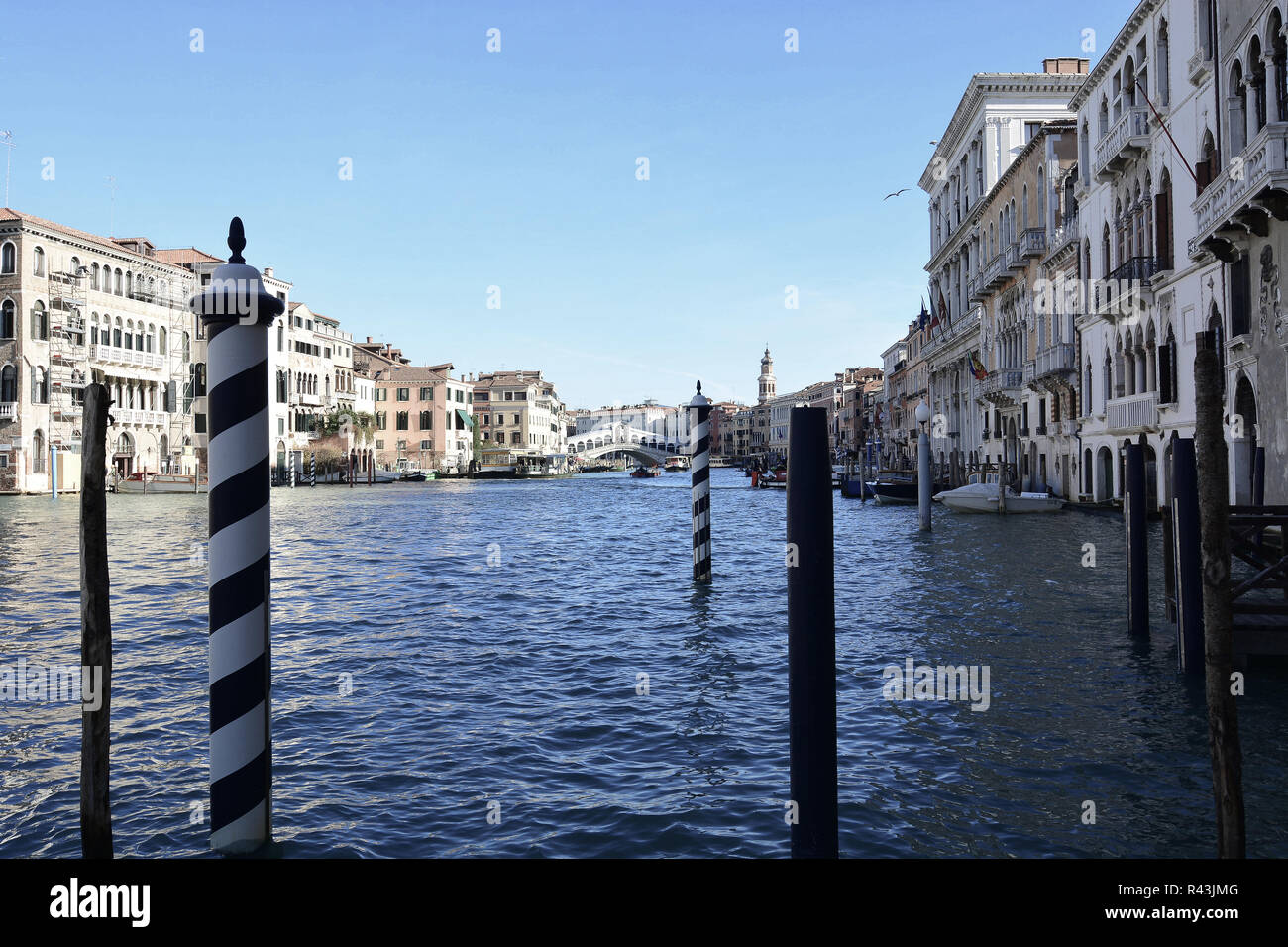 The beautiful and ancient Venice,the Grand Canal in the Rialto district ...
