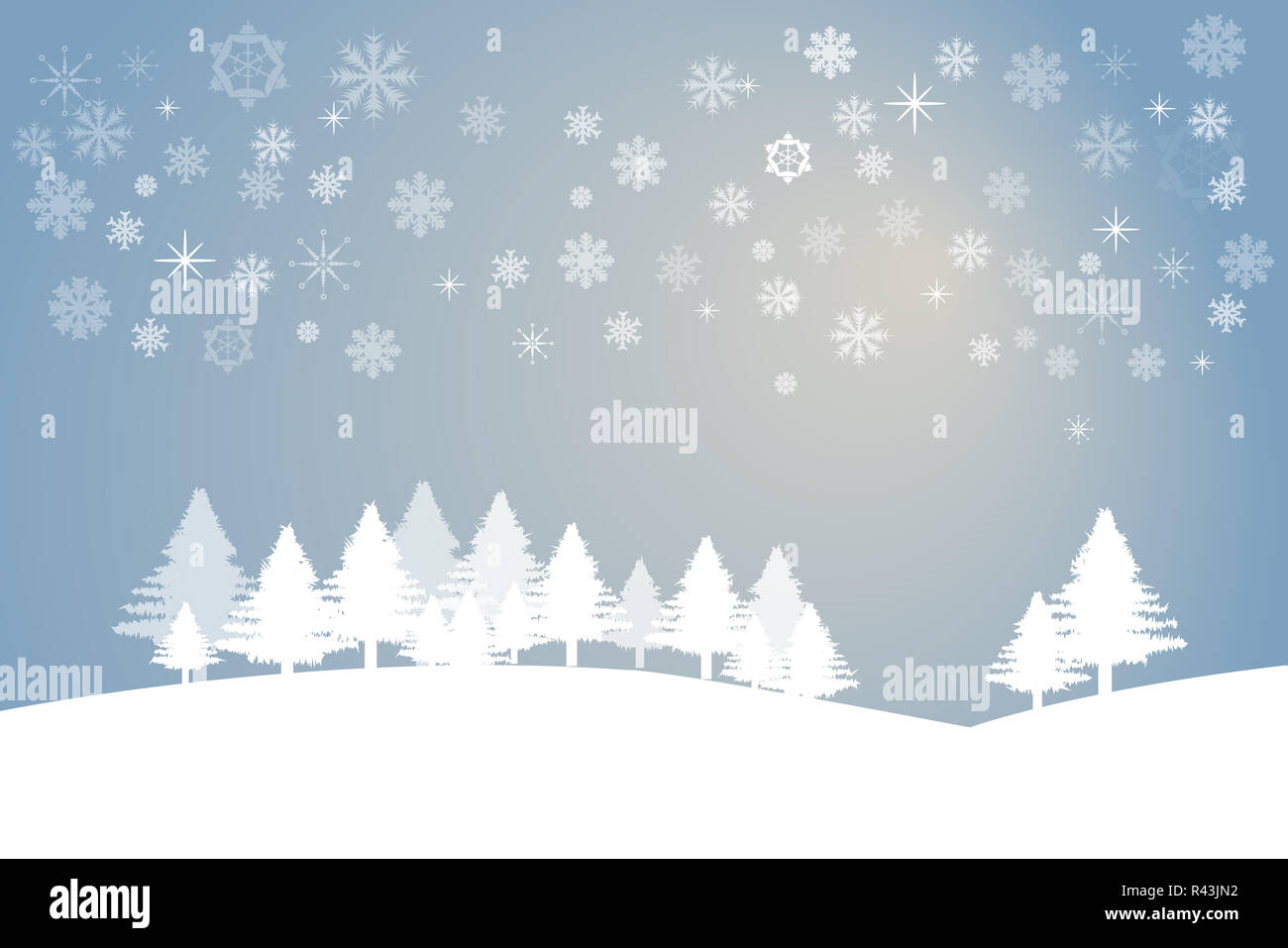 Winter landscape with trees on horizon Stock Photo - Alamy