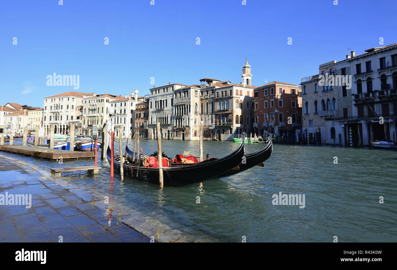 The beautiful and ancient Venice,the Grand Canal in the Rialto district ...