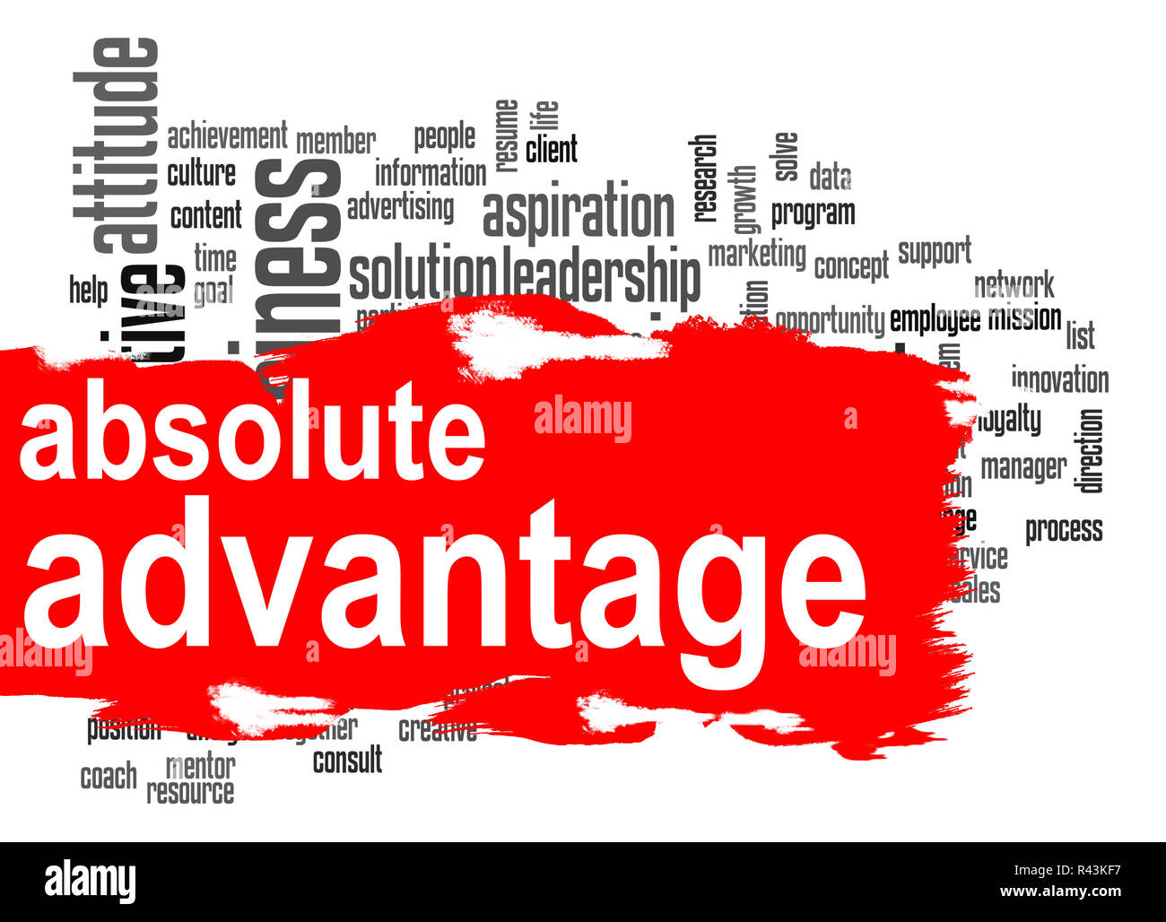 Absolute advantage word cloud with red banner Stock Photo - Alamy