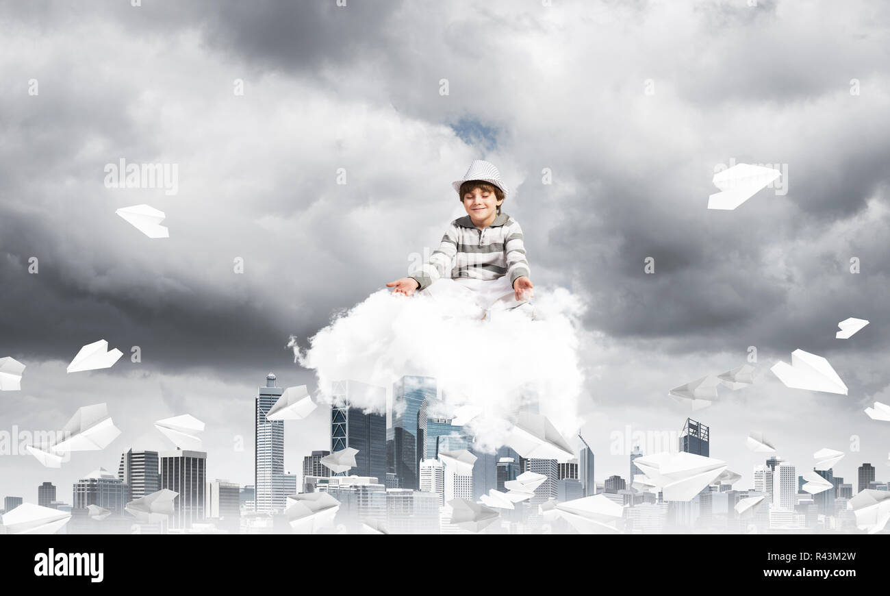 Little boy keeping mind conscious Stock Photo - Alamy