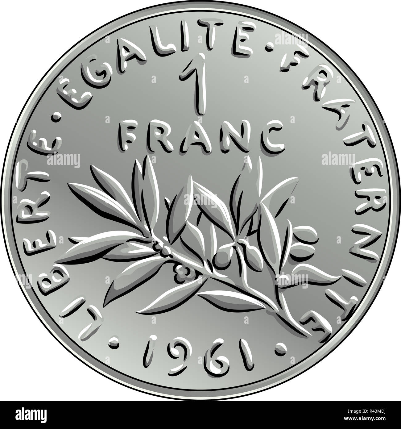 vector French money coin one franc obverse Stock Photo - Alamy