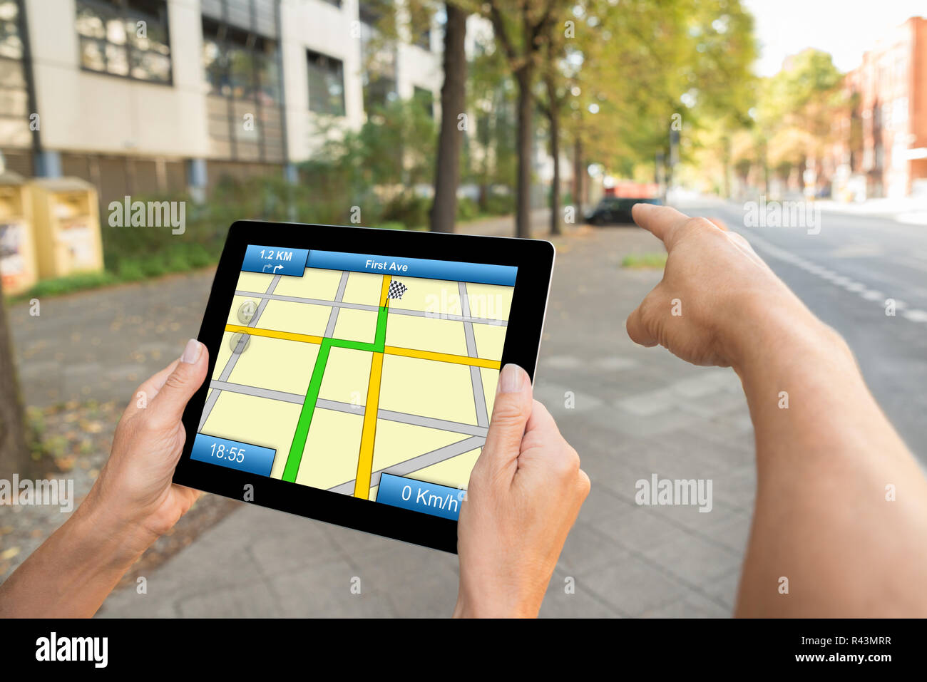 Closeup woman hand using map hi-res stock photography and images - Alamy