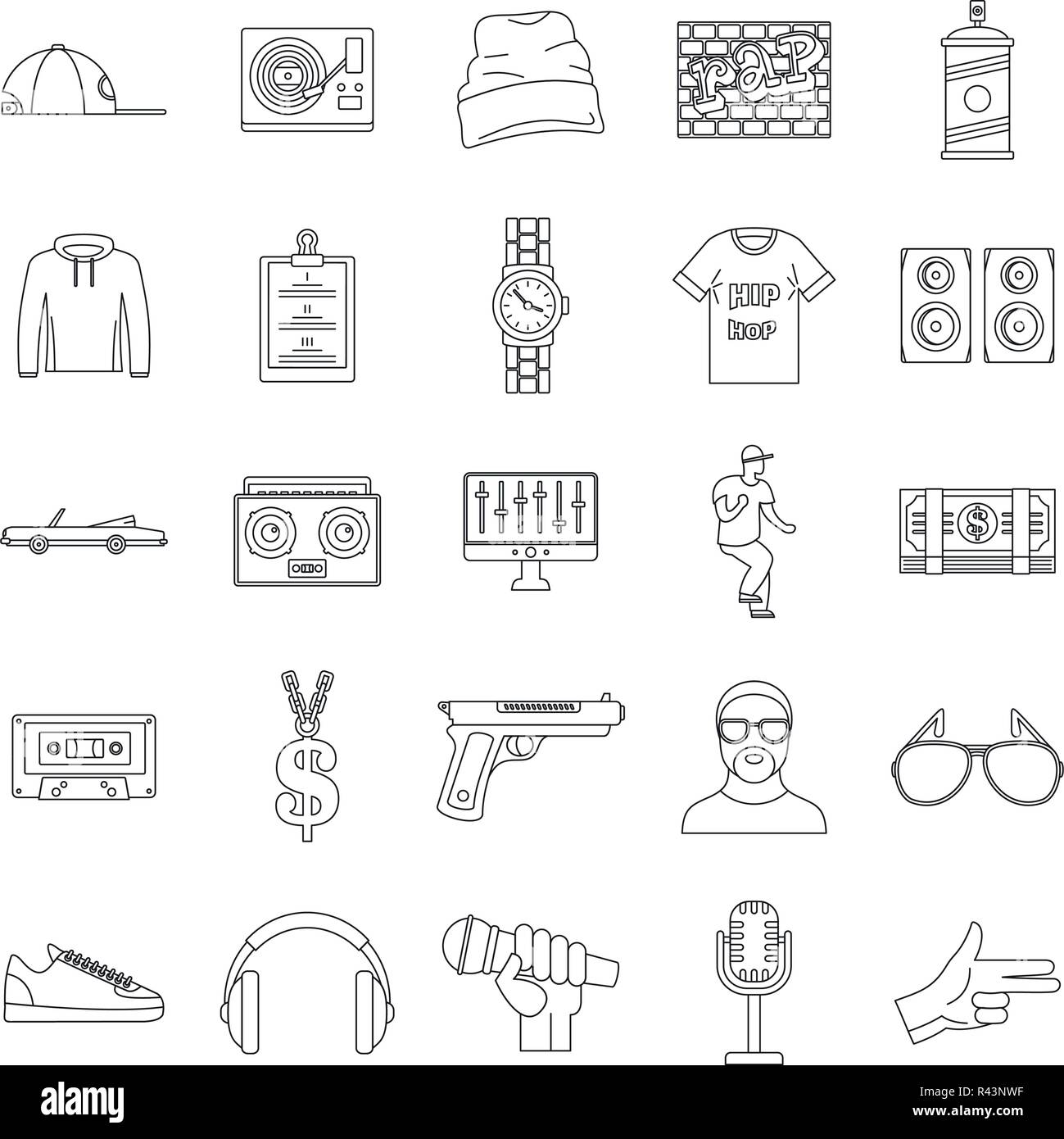 Outline rap cap illustration hi-res stock photography and images - Alamy