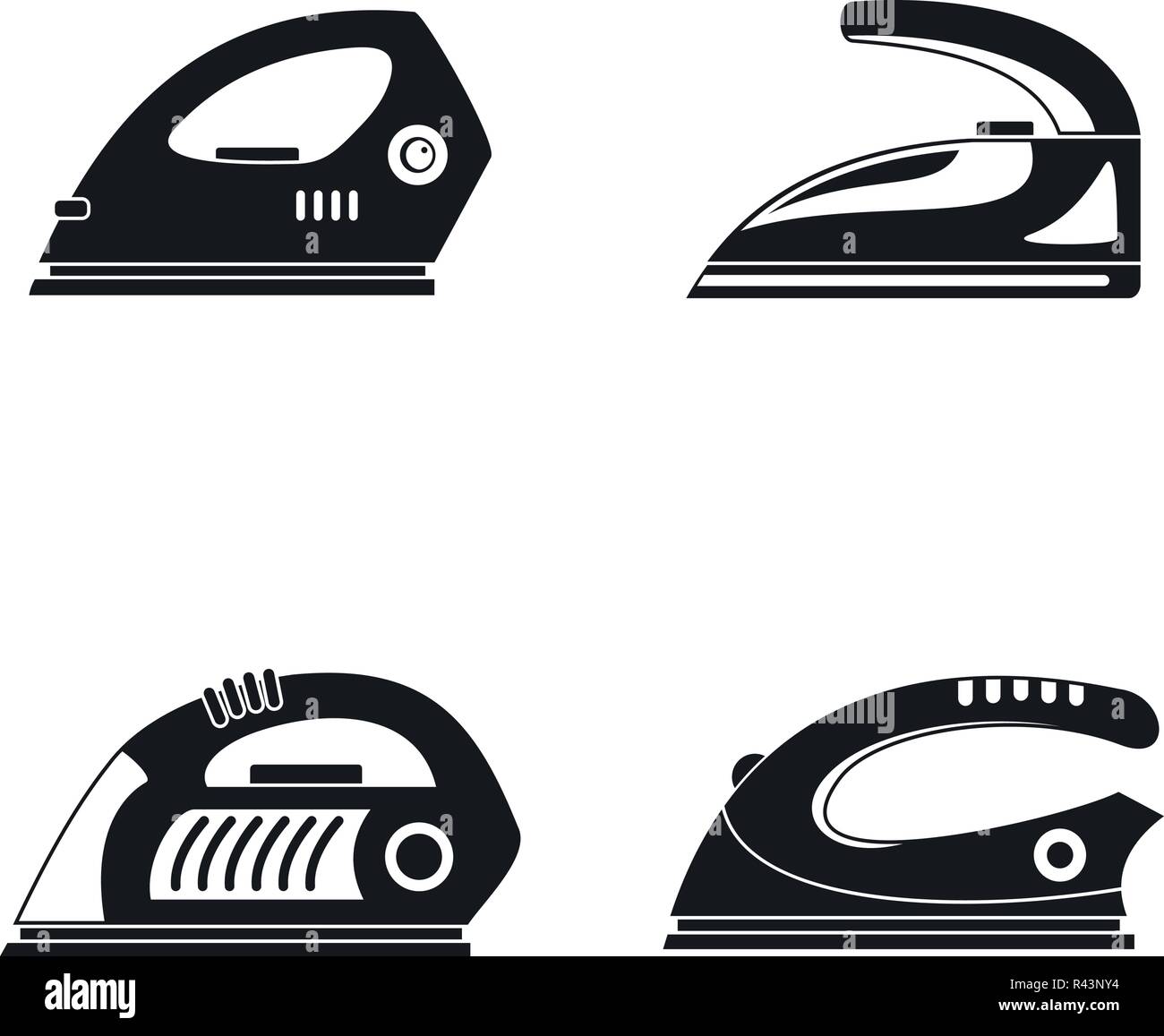Smoothing iron drag appliance icons set. Simple illustration of 4 ...