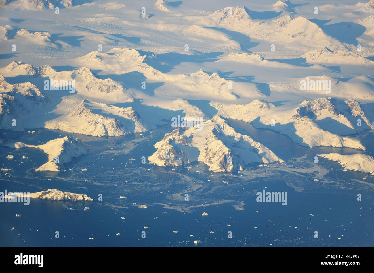 Aerial view on Greenland coast Stock Photo - Alamy