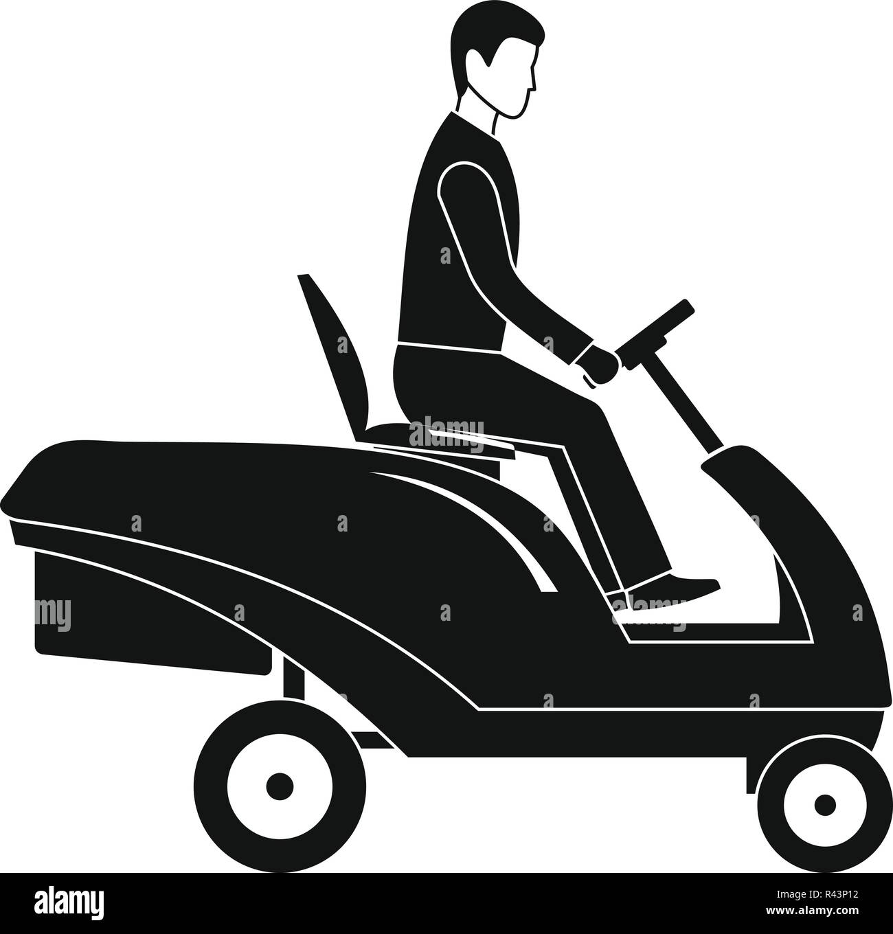 Man at grass machine icon. Simple illustration of man at grass machine ...