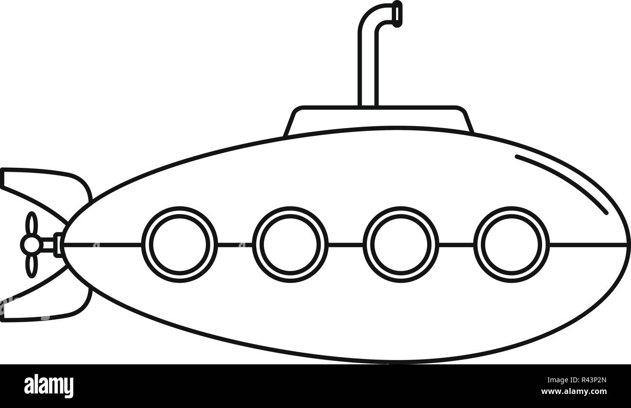 Submarine icon. Outline illustration of submarine vector icon for web ...