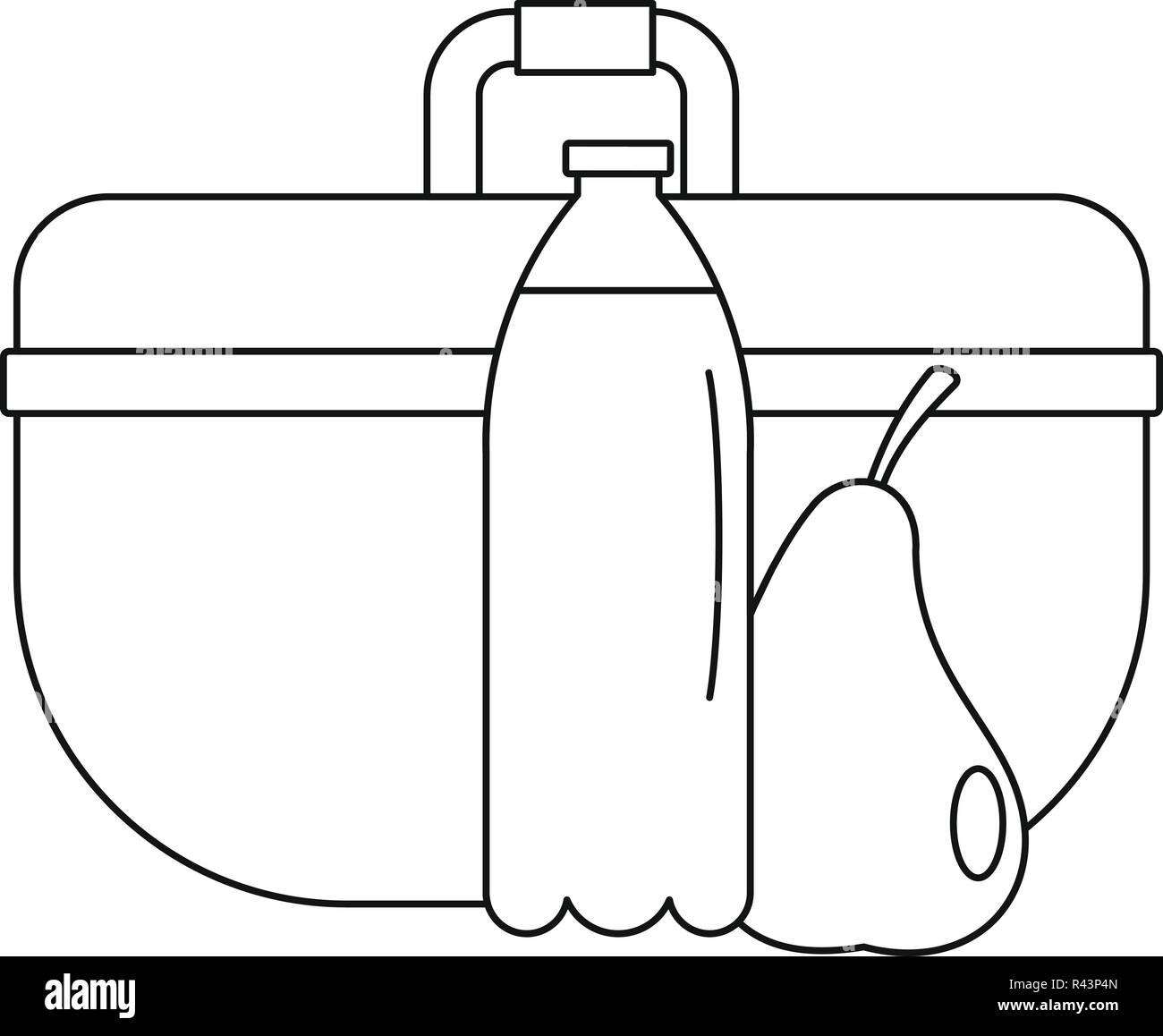 Pear lunch box icon. Outline illustration of pear lunch box vector icon ...