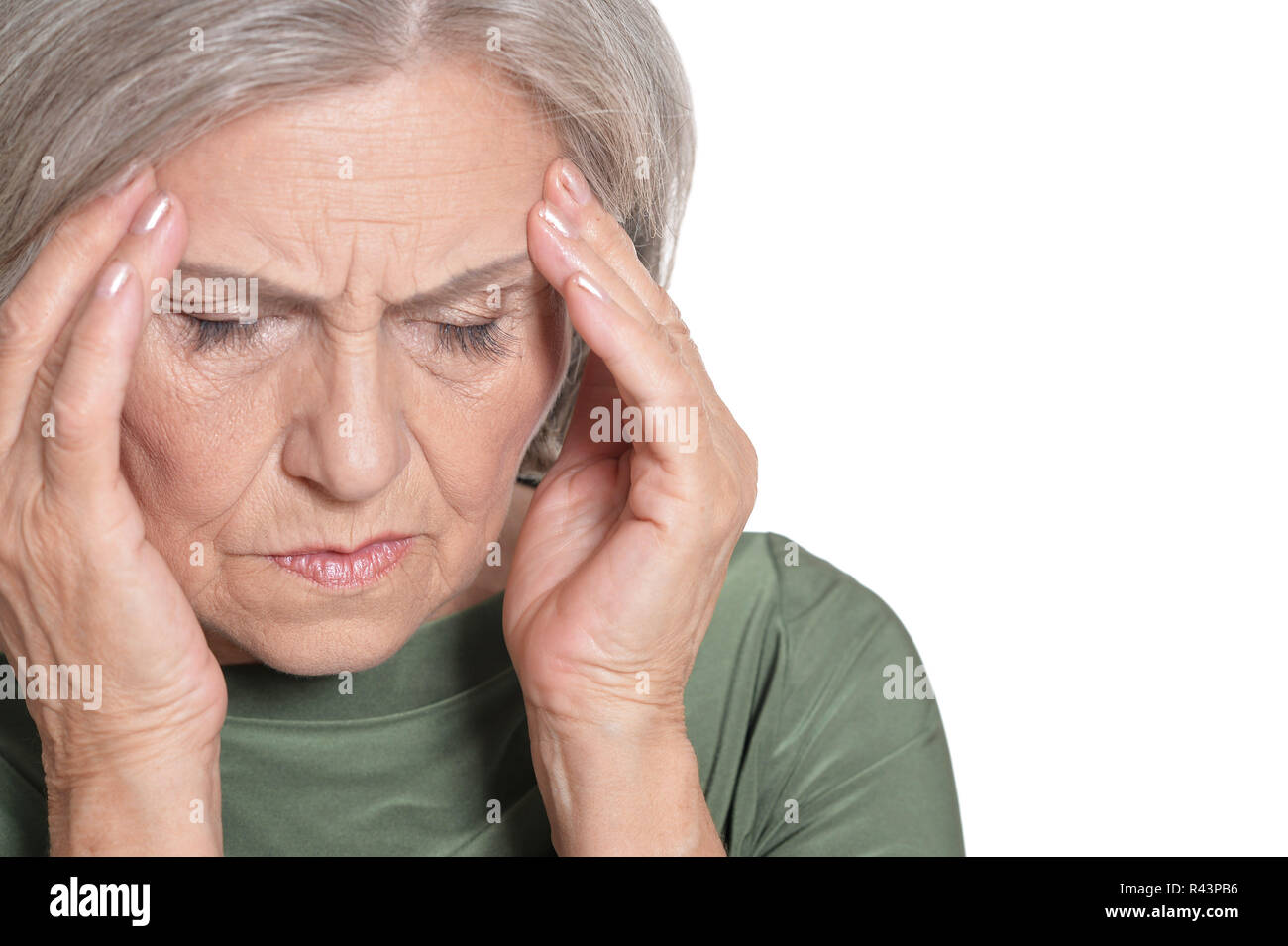 Close up portrait of tired senior woman Stock Photo - Alamy