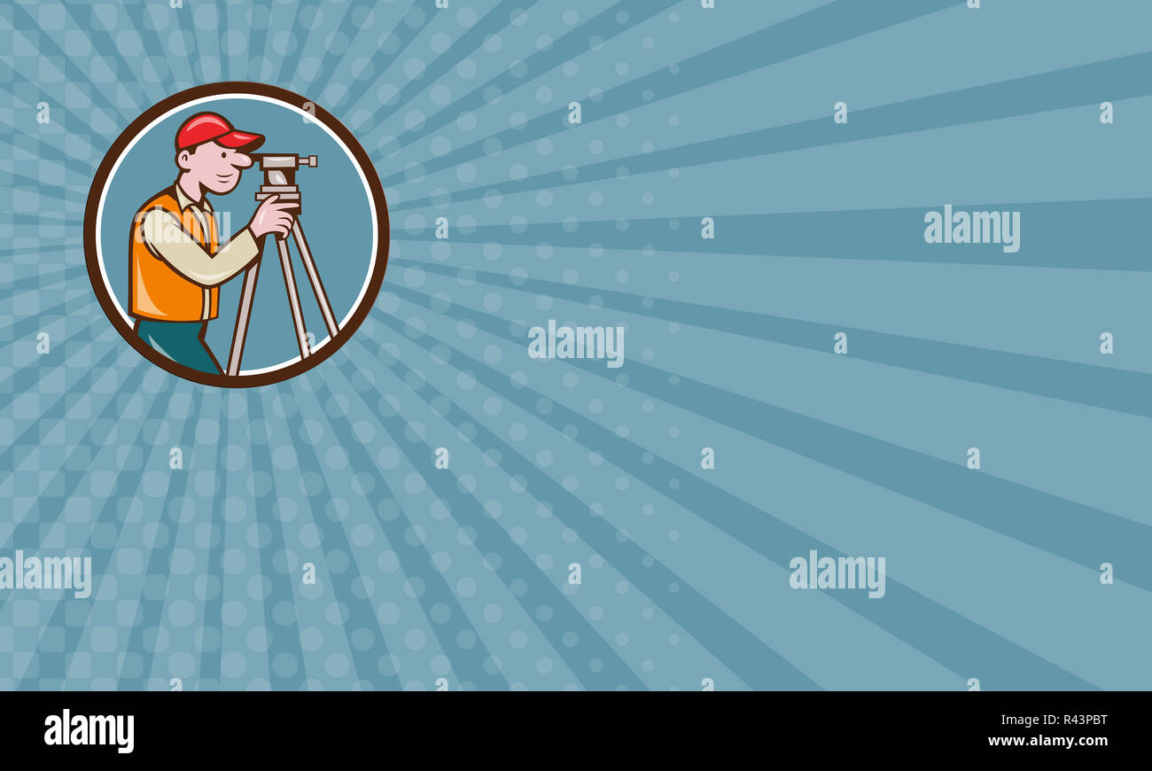 Business card Surveyor Geodetic Engineer Theodolite Circle Cartoon ...