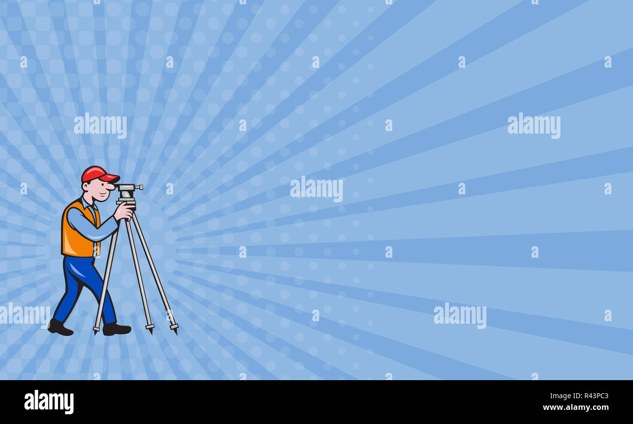 Business card Surveyor Geodetic Engineer Theodolite Isolated Cartoon ...