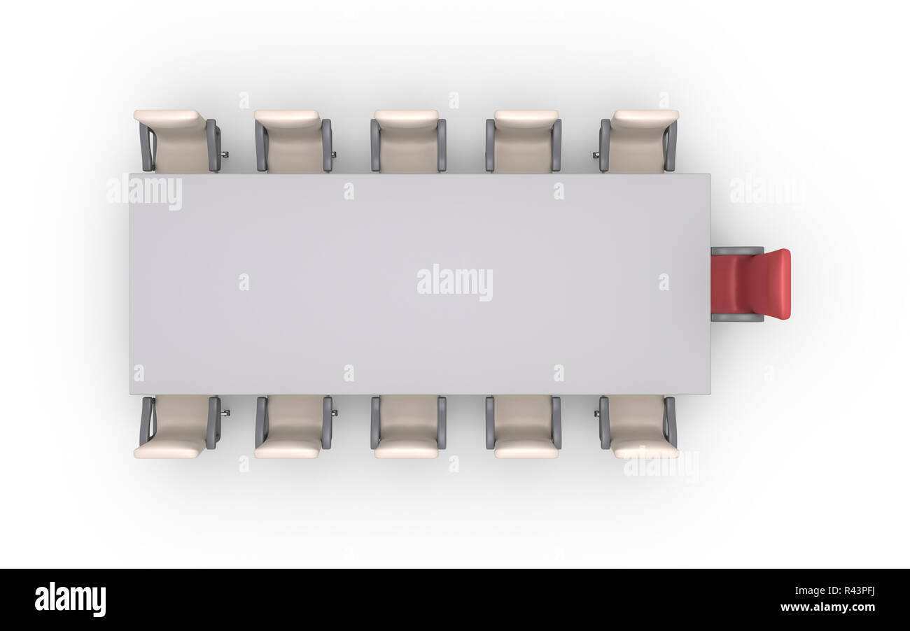 Empty chairs across table Stock Photo - Alamy