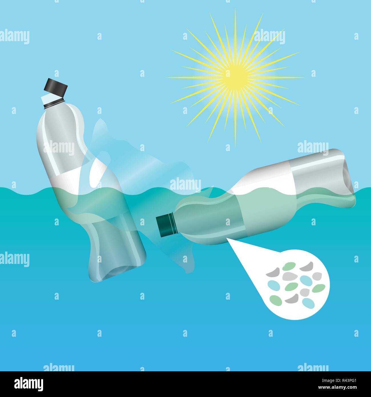 Emergence of microplastics. Stop plastic pollution. Rumpled Plastic ...