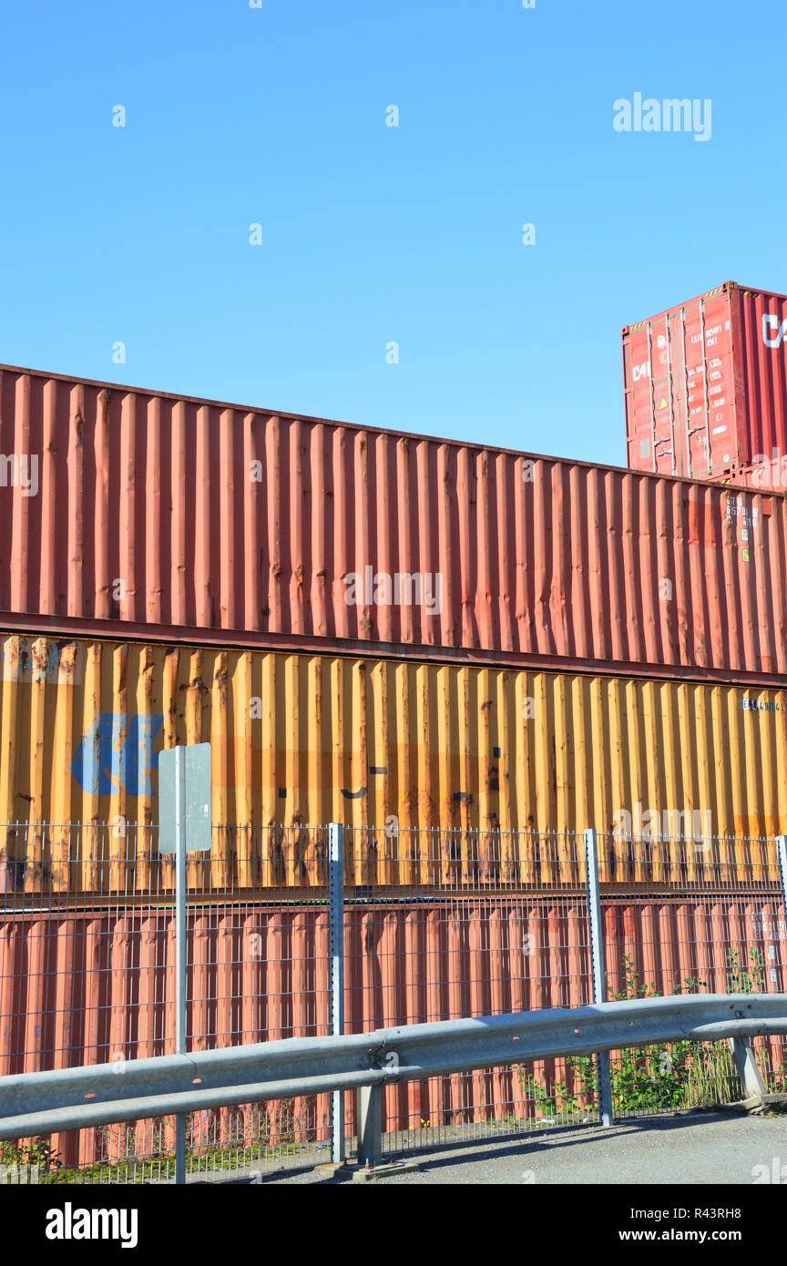 wall of containers Stock Photo - Alamy