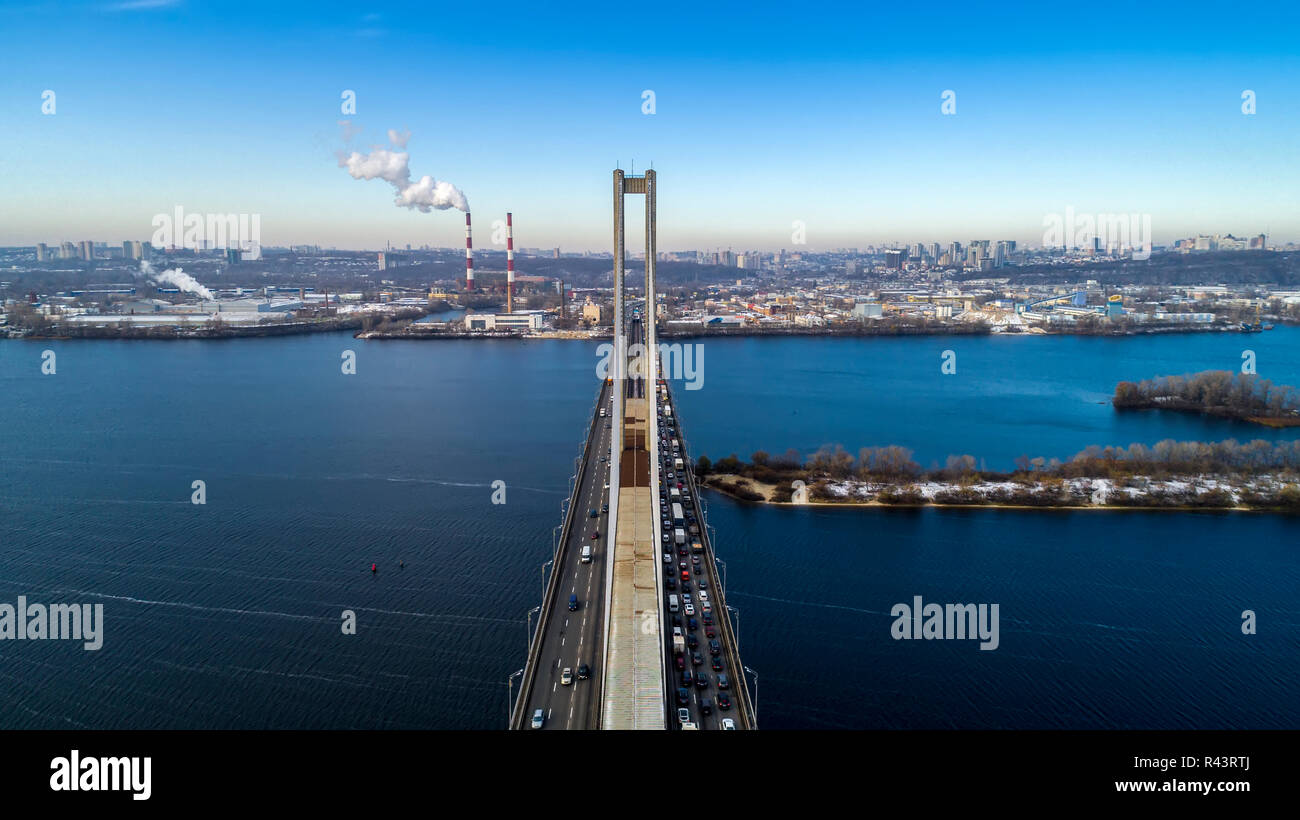 Aerial view of the South Bridge. Aerial view of South subway cable ...