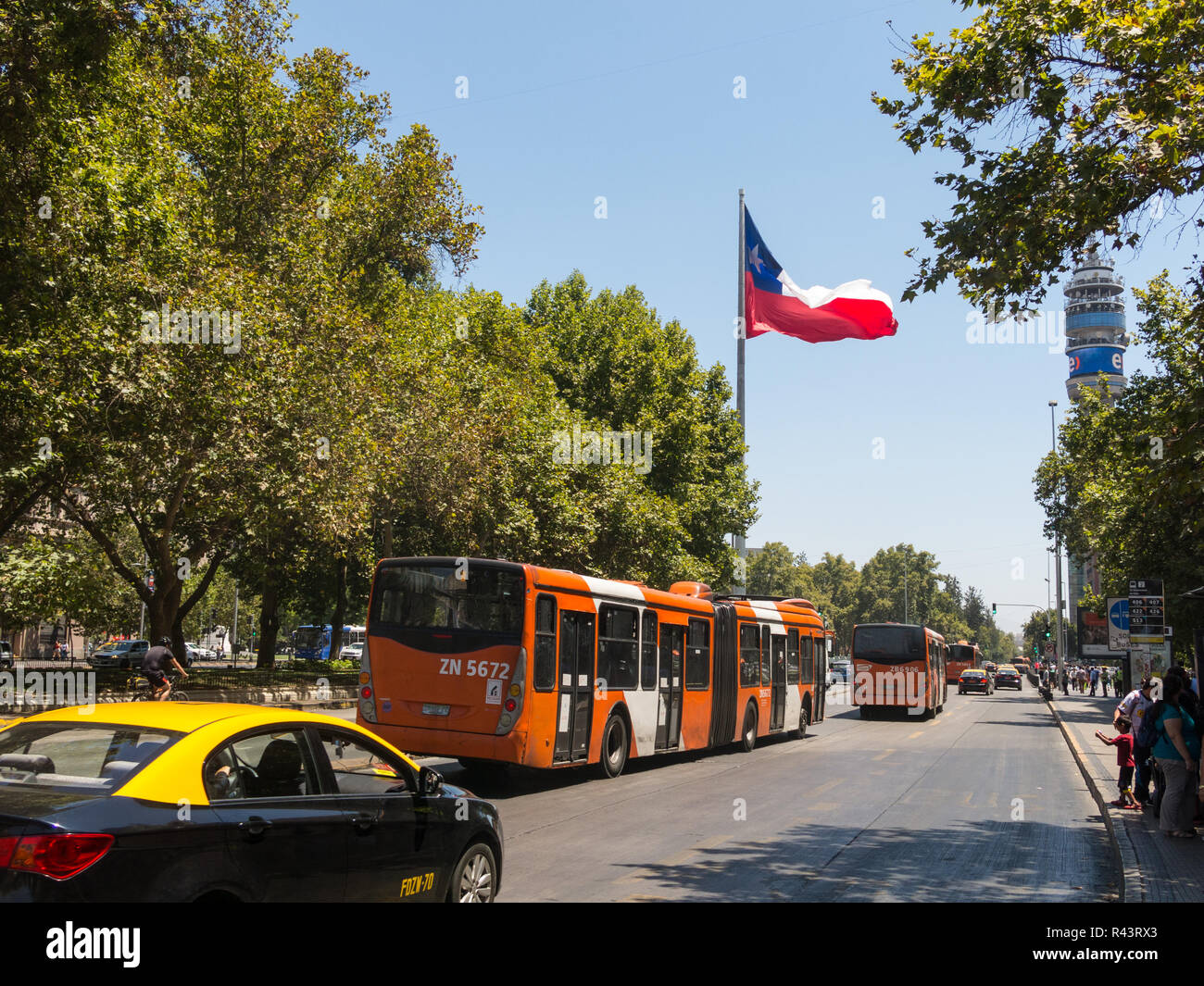 SANTIAGO DE CHILE, CHILE - JANUARY 26, 2018: Intense traffic on Avenida ...
