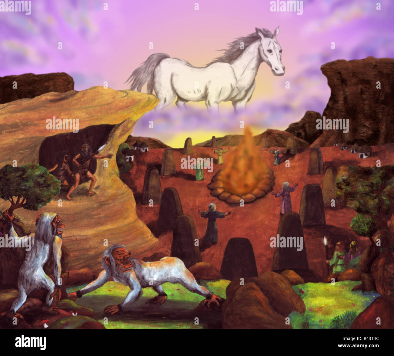 druids surrounding a fire while holding a ceremony while the vision of ...