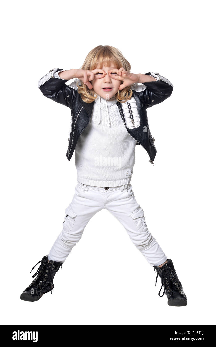 Portrait of little boy posing on white background Stock Photo - Alamy