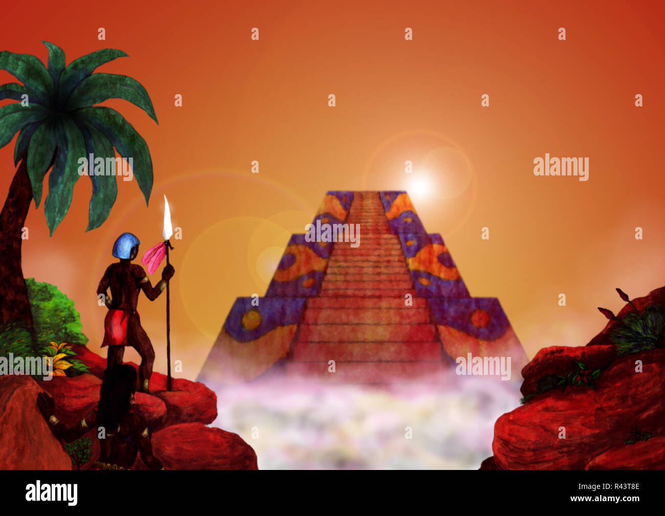 native indian people in front of a pyramid Stock Photo - Alamy