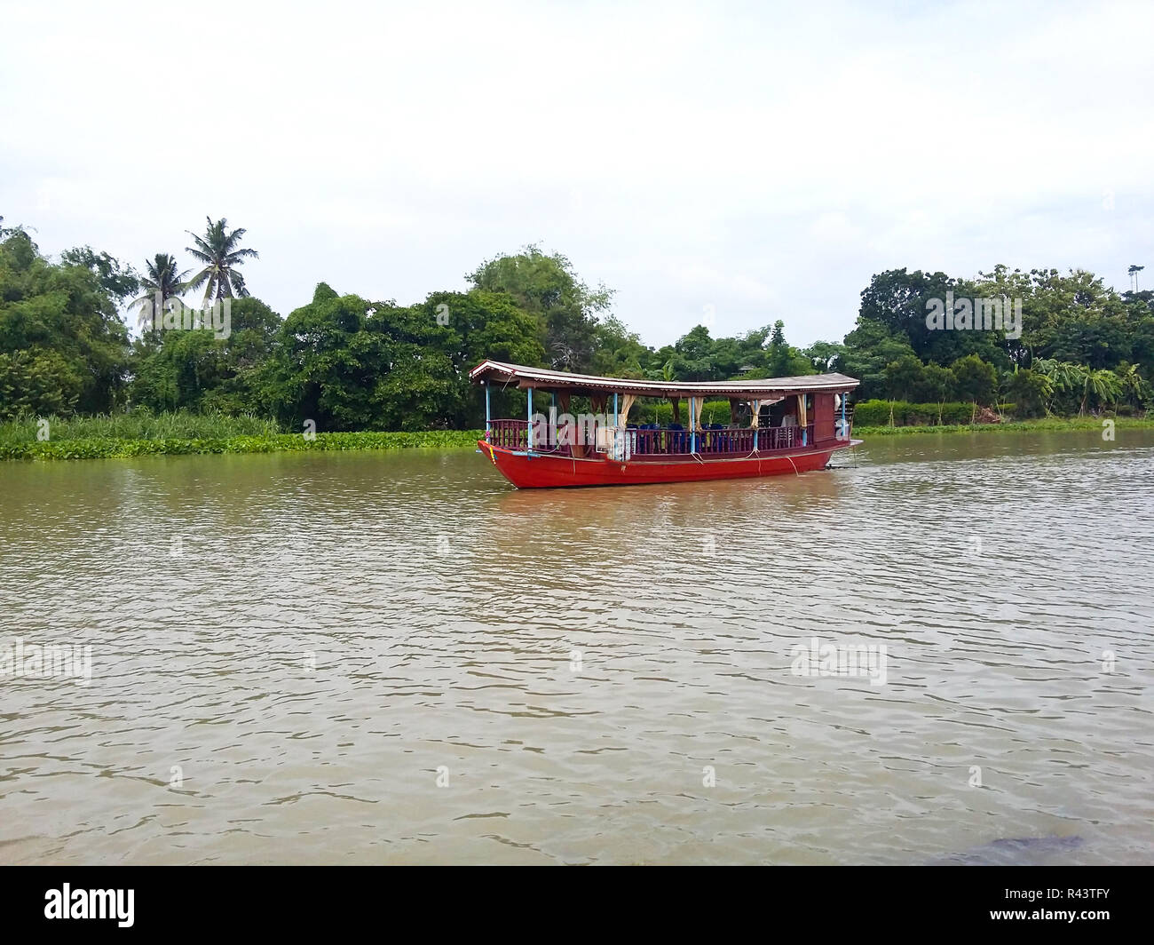 Landscape and Boat transportation in Tha Chin river of Thailand Stock ...