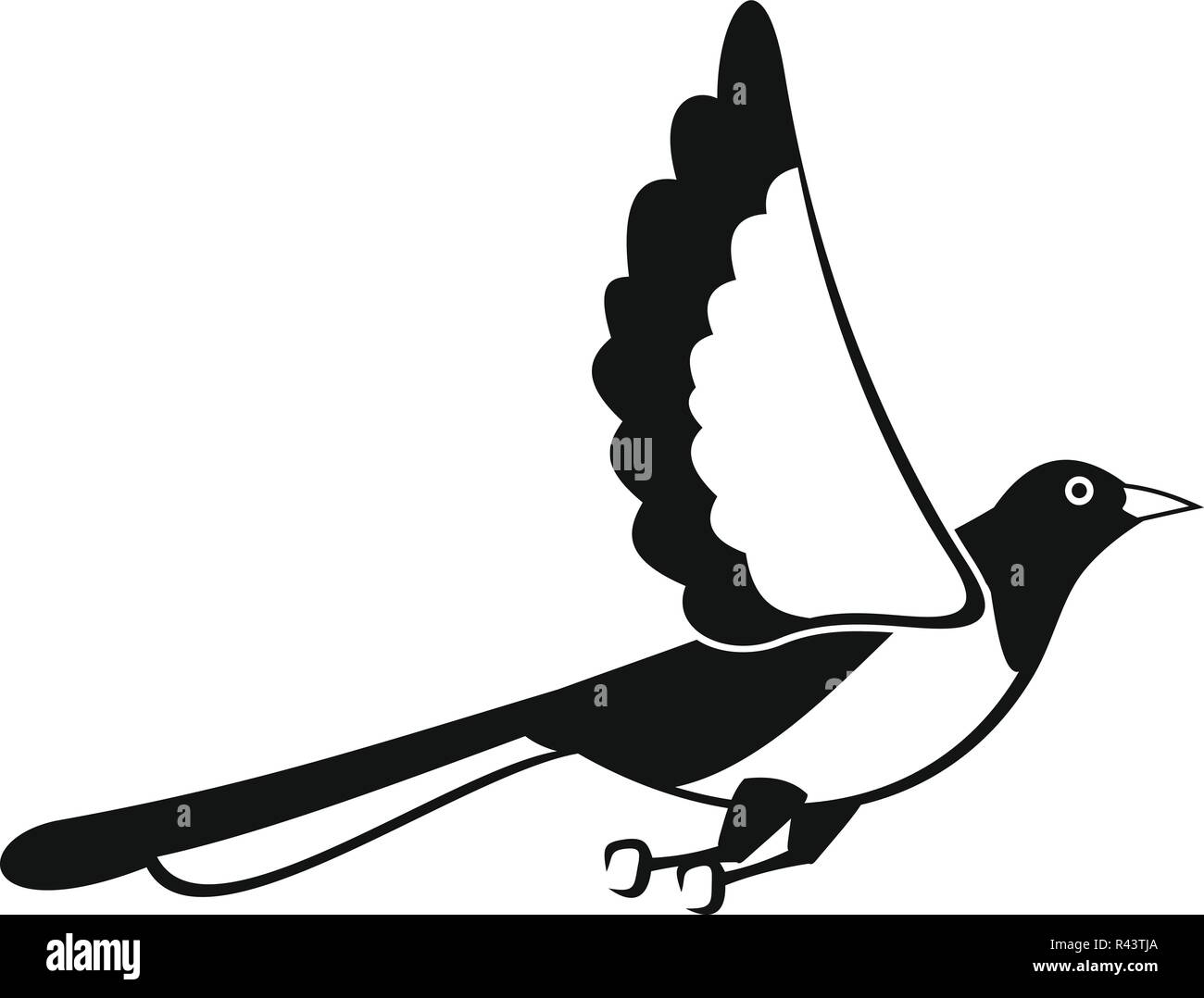 Magpie fly icon. Simple illustration of magpie fly vector icon for web ...