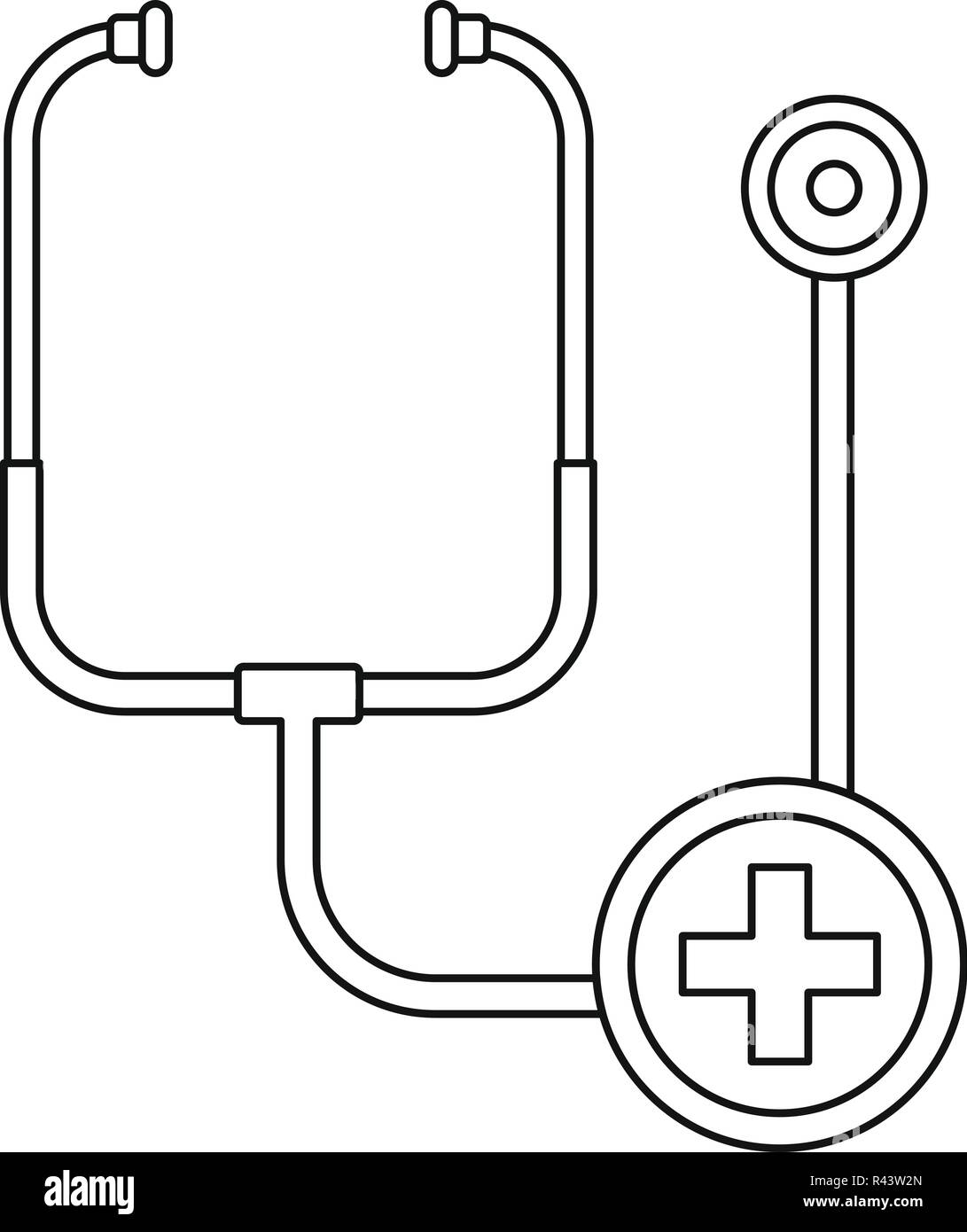 Stethoscope icon. Outline illustration of stethoscope vector icon for ...
