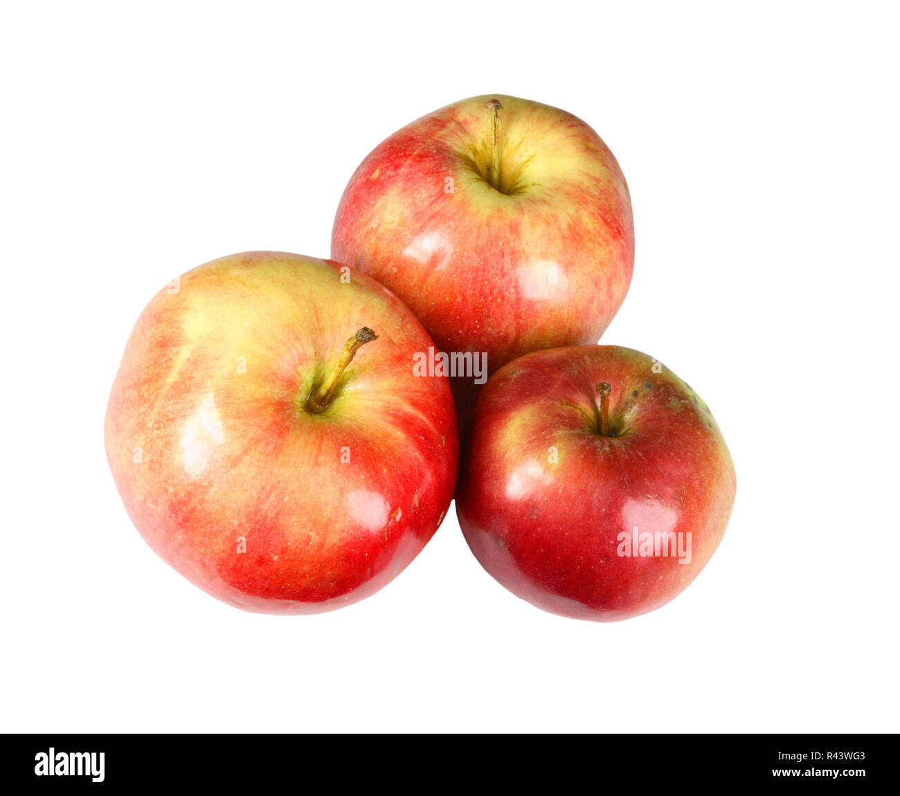 three apples on white background Stock Photo - Alamy