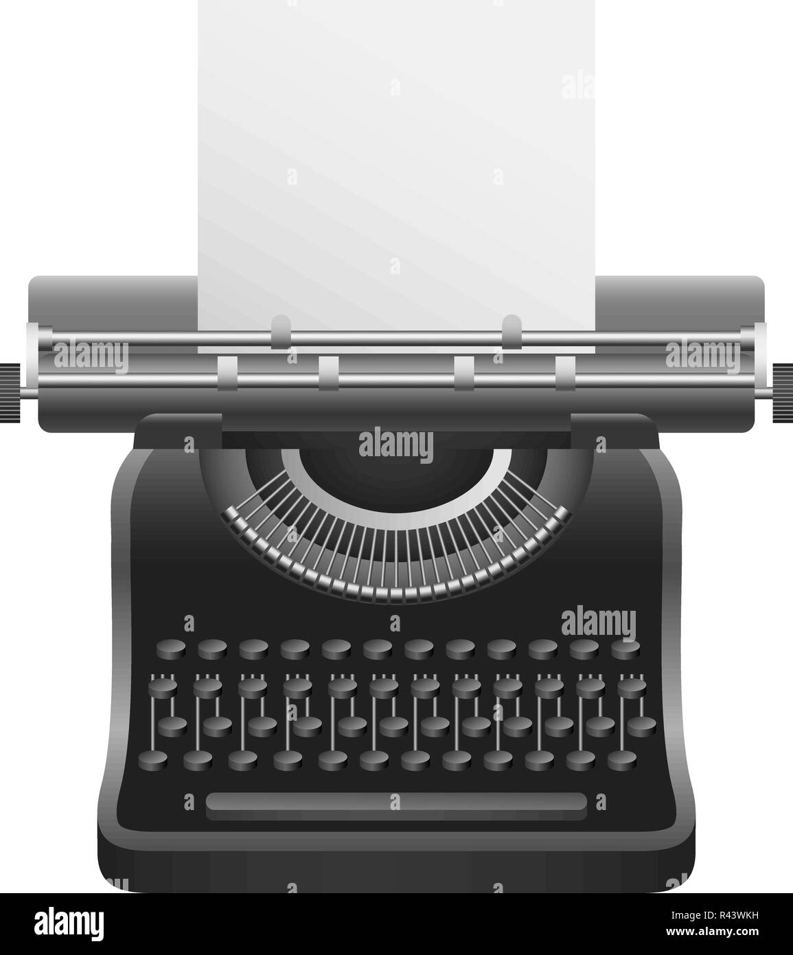 Black typewriter mockup. Realistic illustration of black typewriter ...