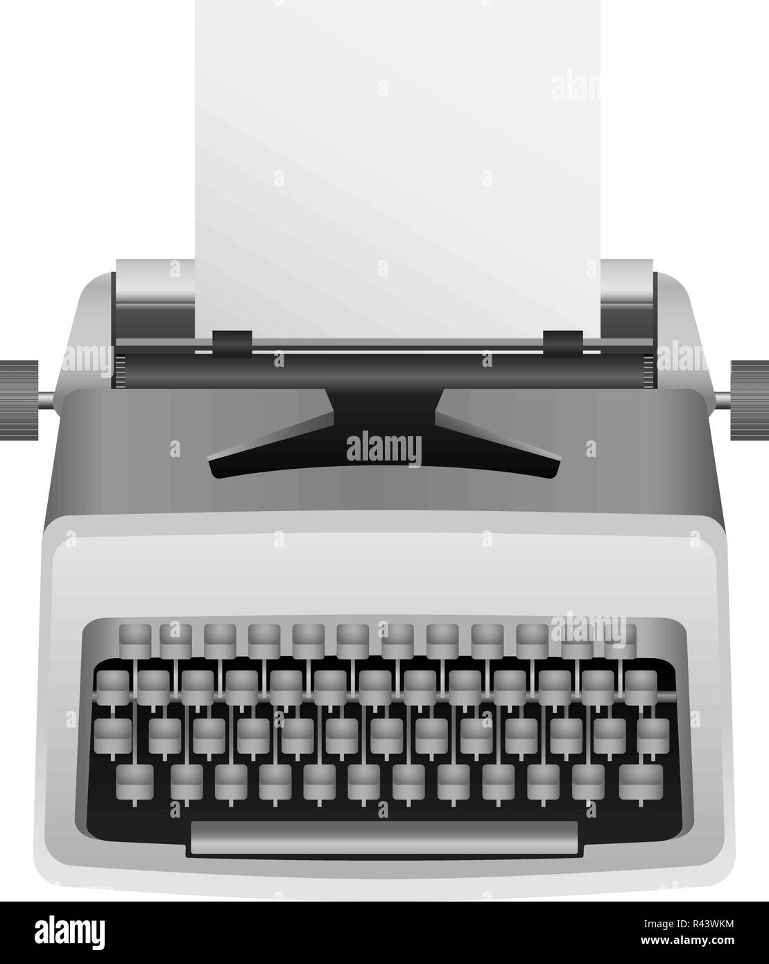 White typewriter mockup. Realistic illustration of white typewriter ...