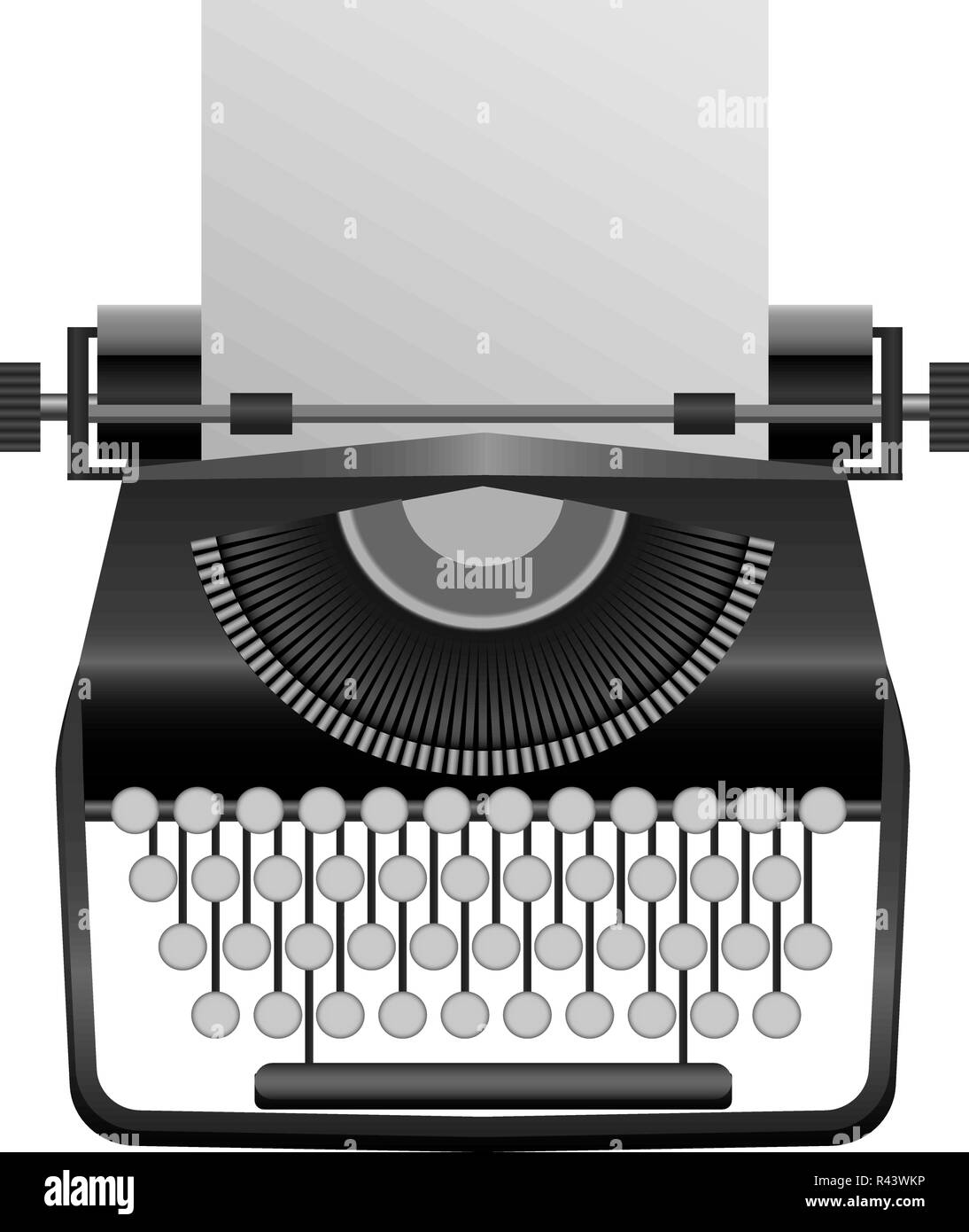 Retro typewriter mockup. Realistic illustration of retro typewriter ...