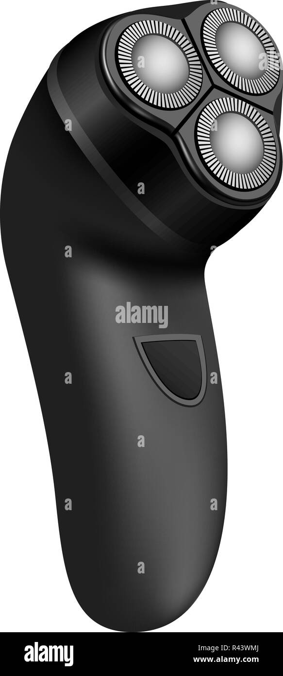 Black electric razor mockup. Realistic illustration of black electric ...