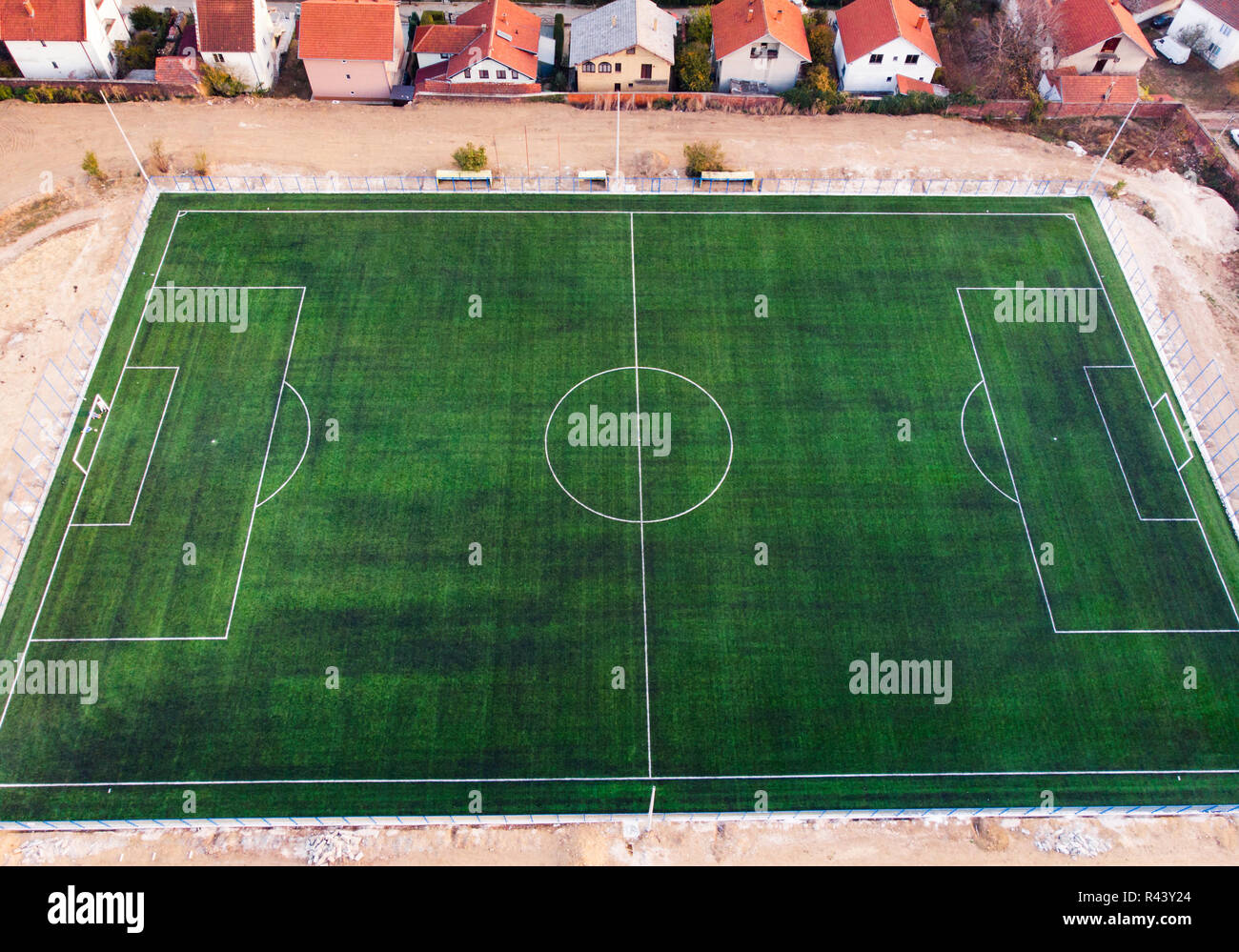 Aerial view of an empty football field Stock Photo - Alamy