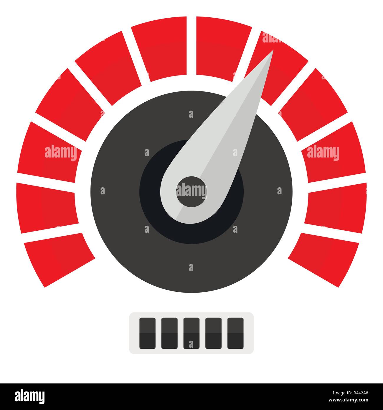 Red white speedometer icon. Flat illustration of red white speedometer ...