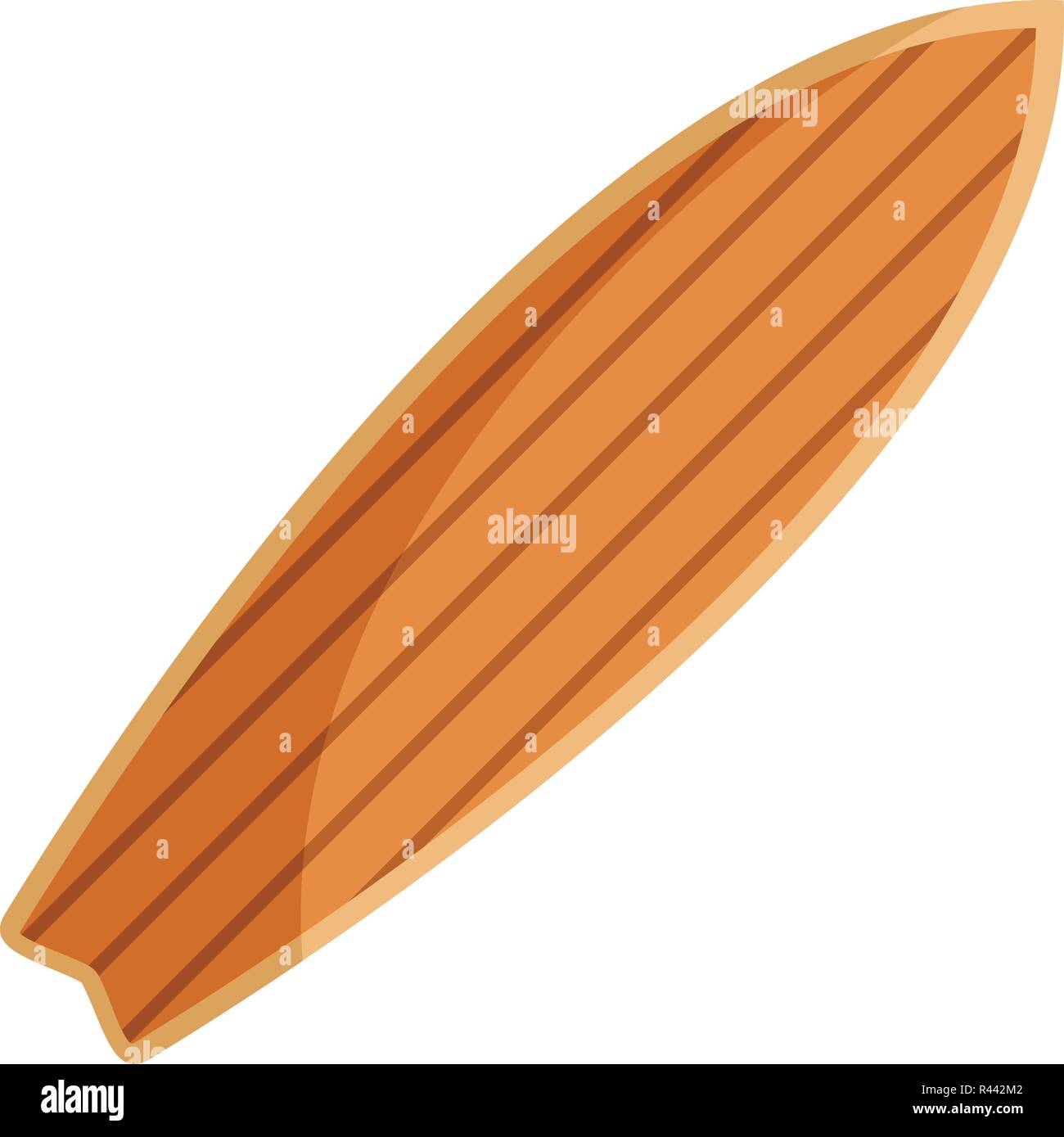 Retro wood surfboard icon. Flat illustration of retro wood surfboard ...