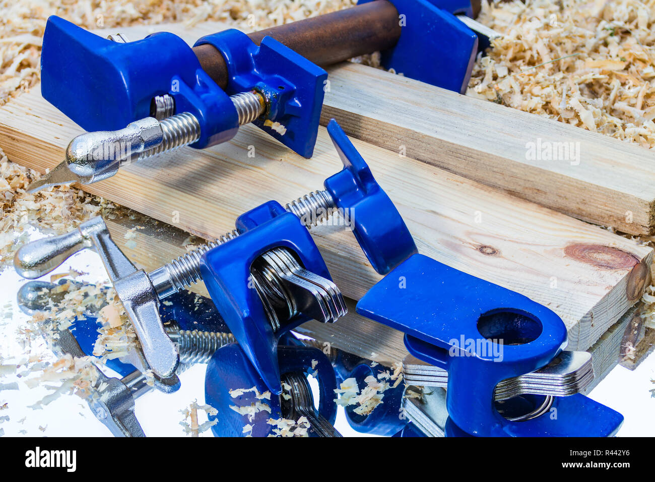 dark blue pipe clamp Stock Photo - Alamy