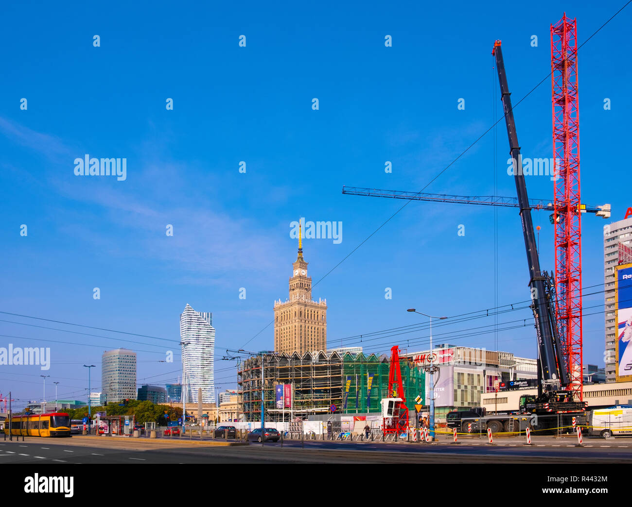 Warsaw, Mazovia / Poland - 2018/09/02: Construction site of the Rotunda ...